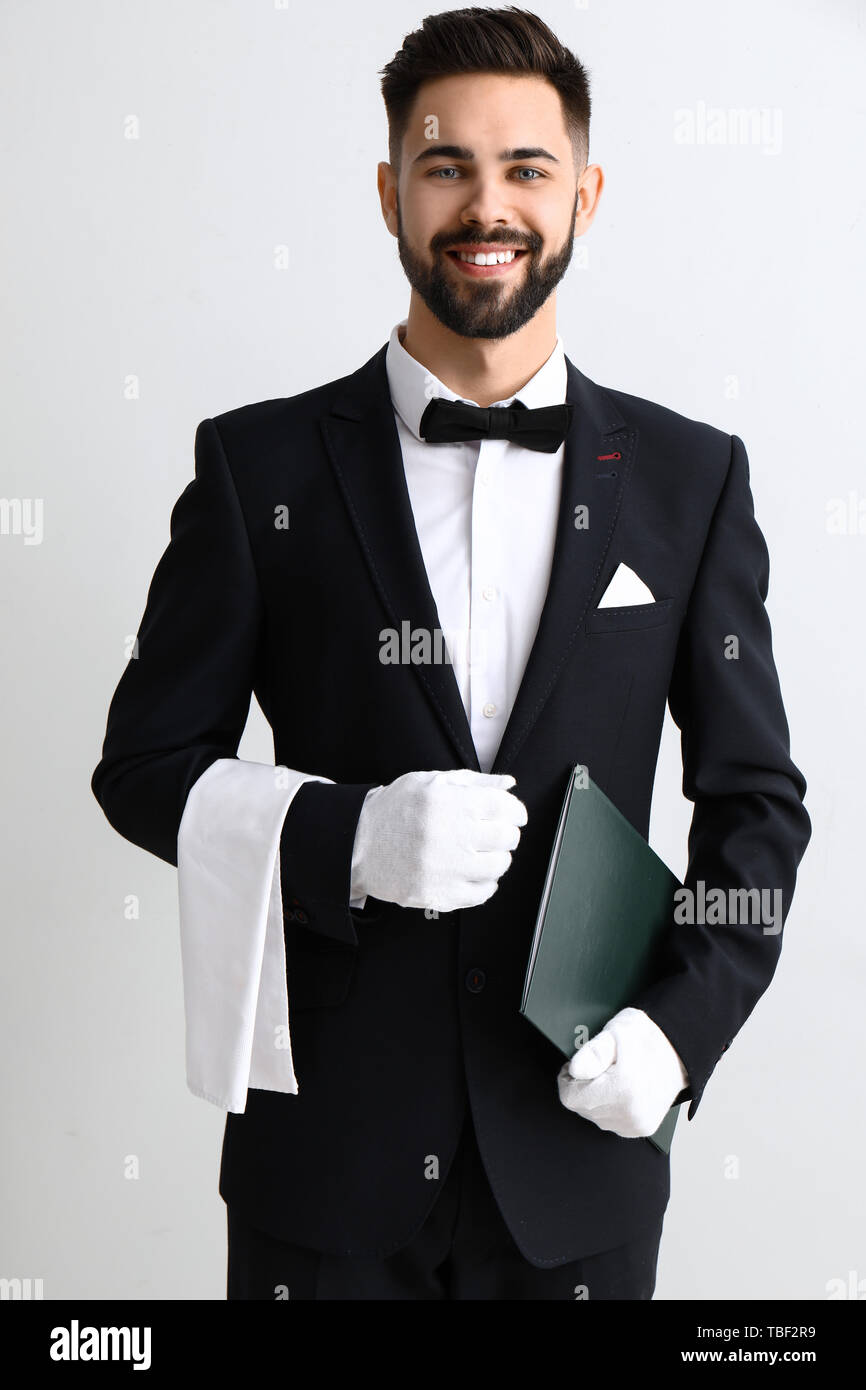 Waiter menu on light hi-res stock photography and images - Alamy