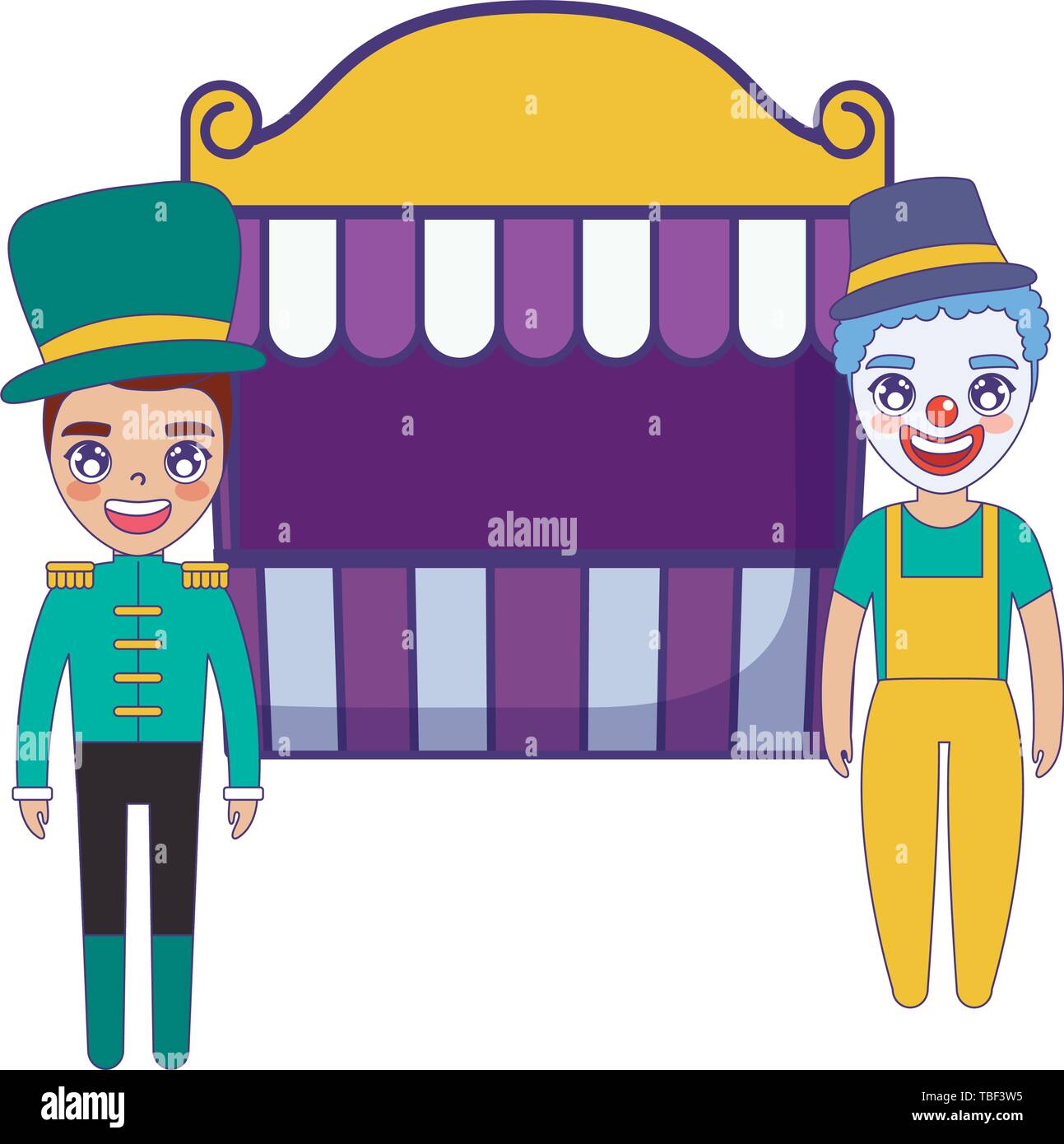 circus presenter male with clown vector illustration design Stock ...