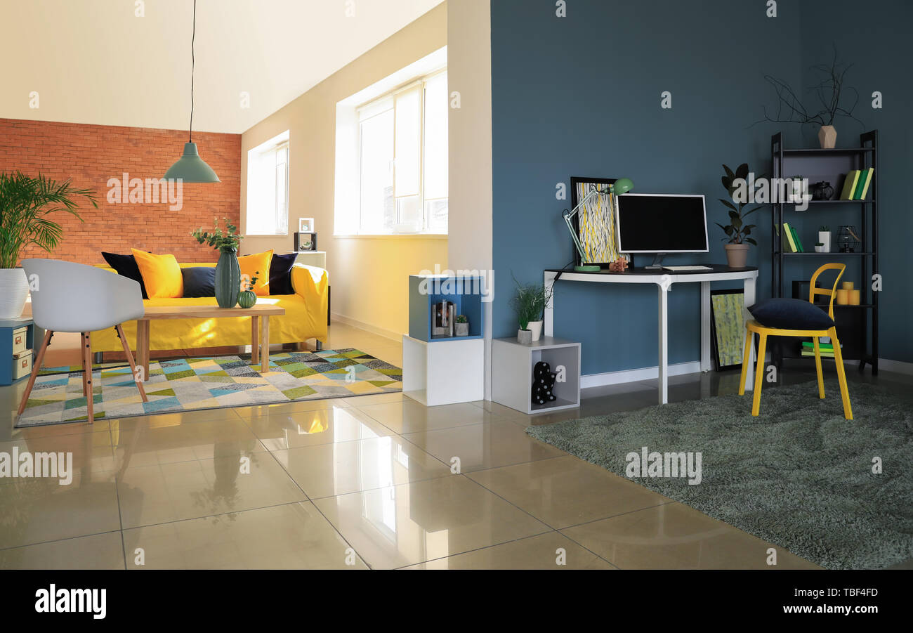 Stylish interior of modern studio apartment Stock Photo - Alamy