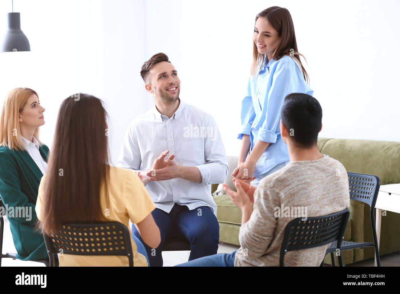 People at group therapy session Stock Photo - Alamy