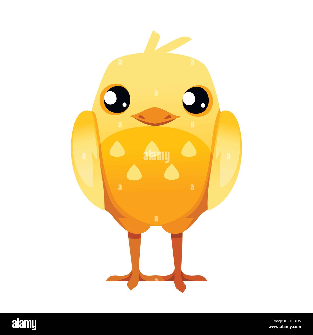 Cute little chick standing front view cartoon character design flat ...