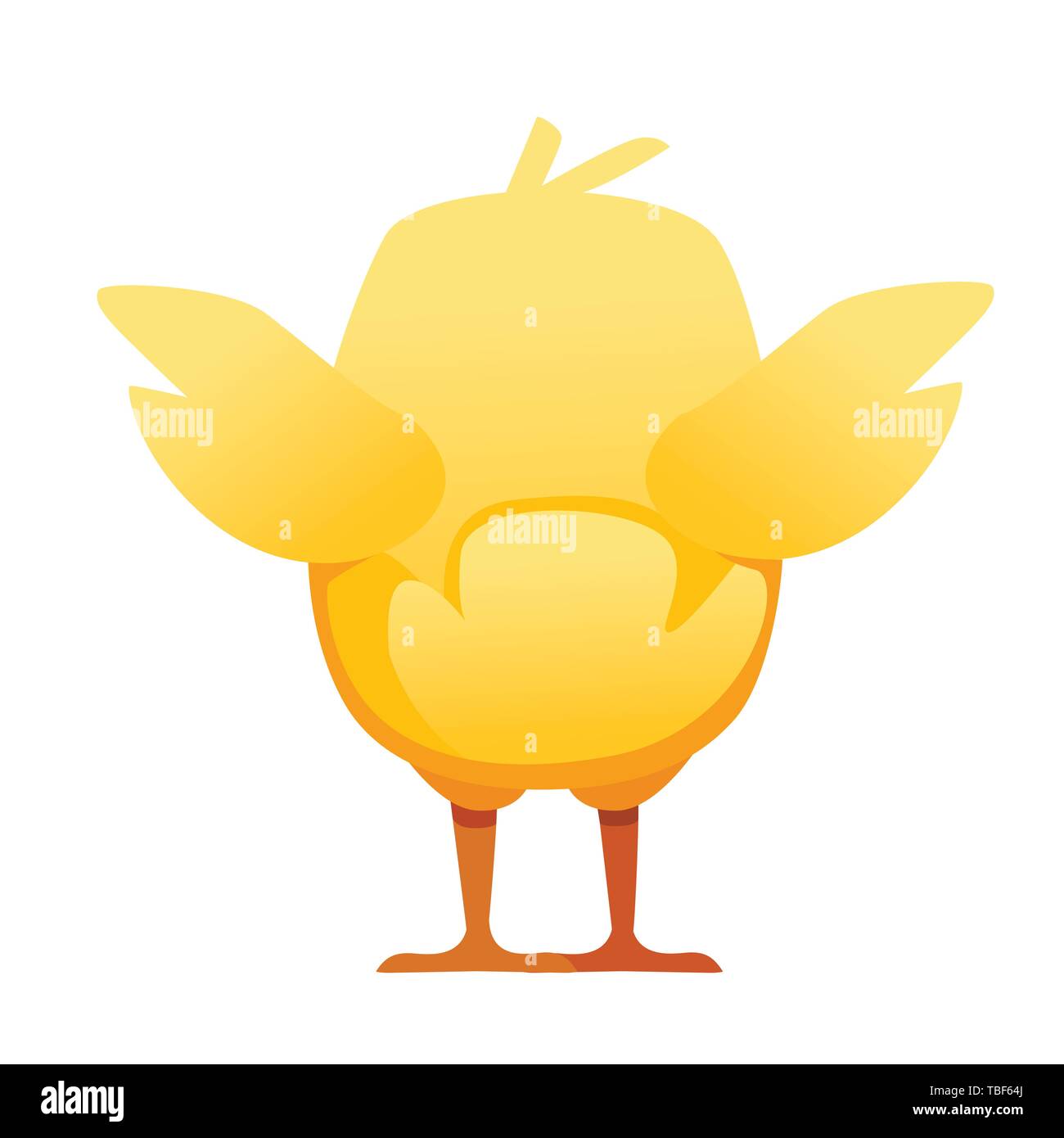 Cute little chick standing back view cartoon character design flat ...