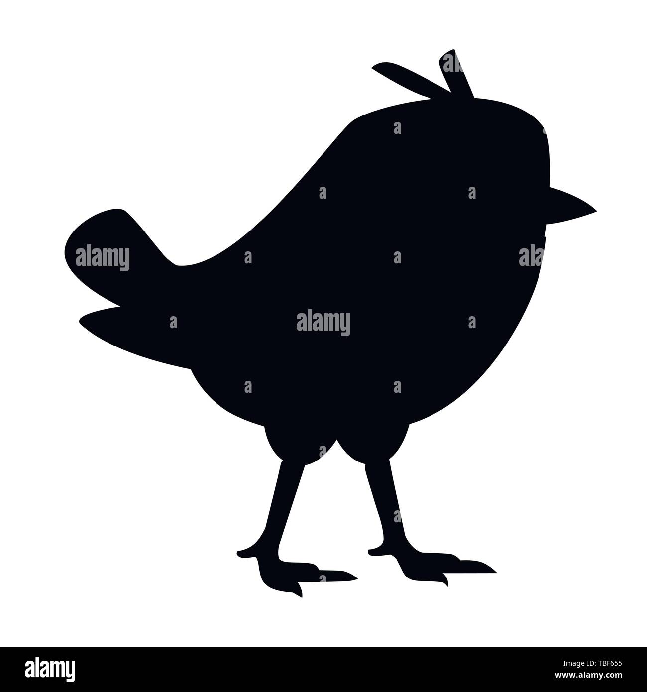 Black silhouette Cute little chick walk side view cartoon character ...