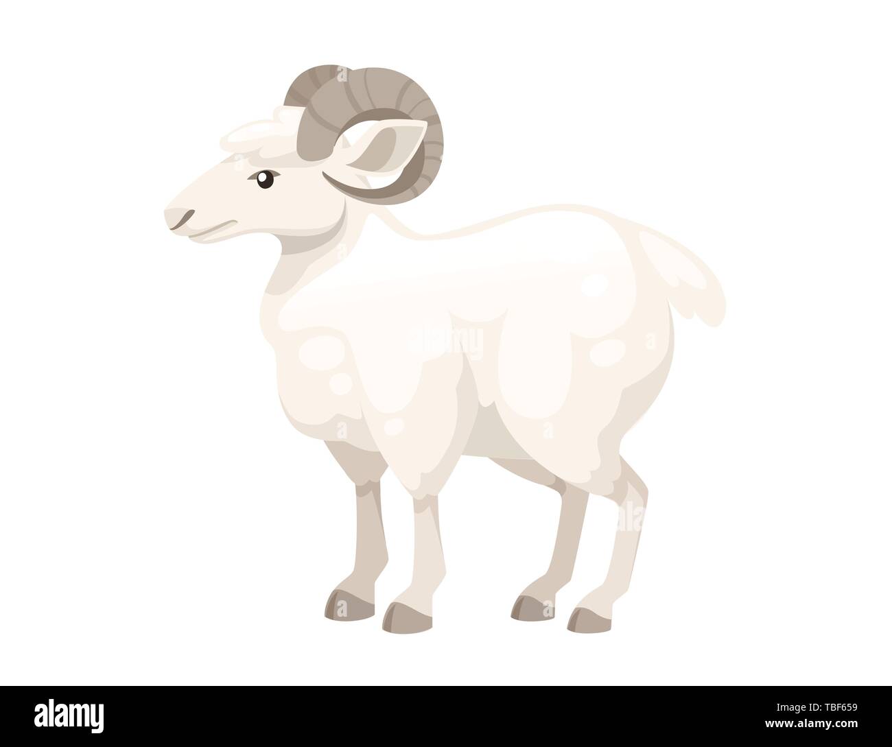 White horned mountain ram sheep cartoon character design flat vector ...