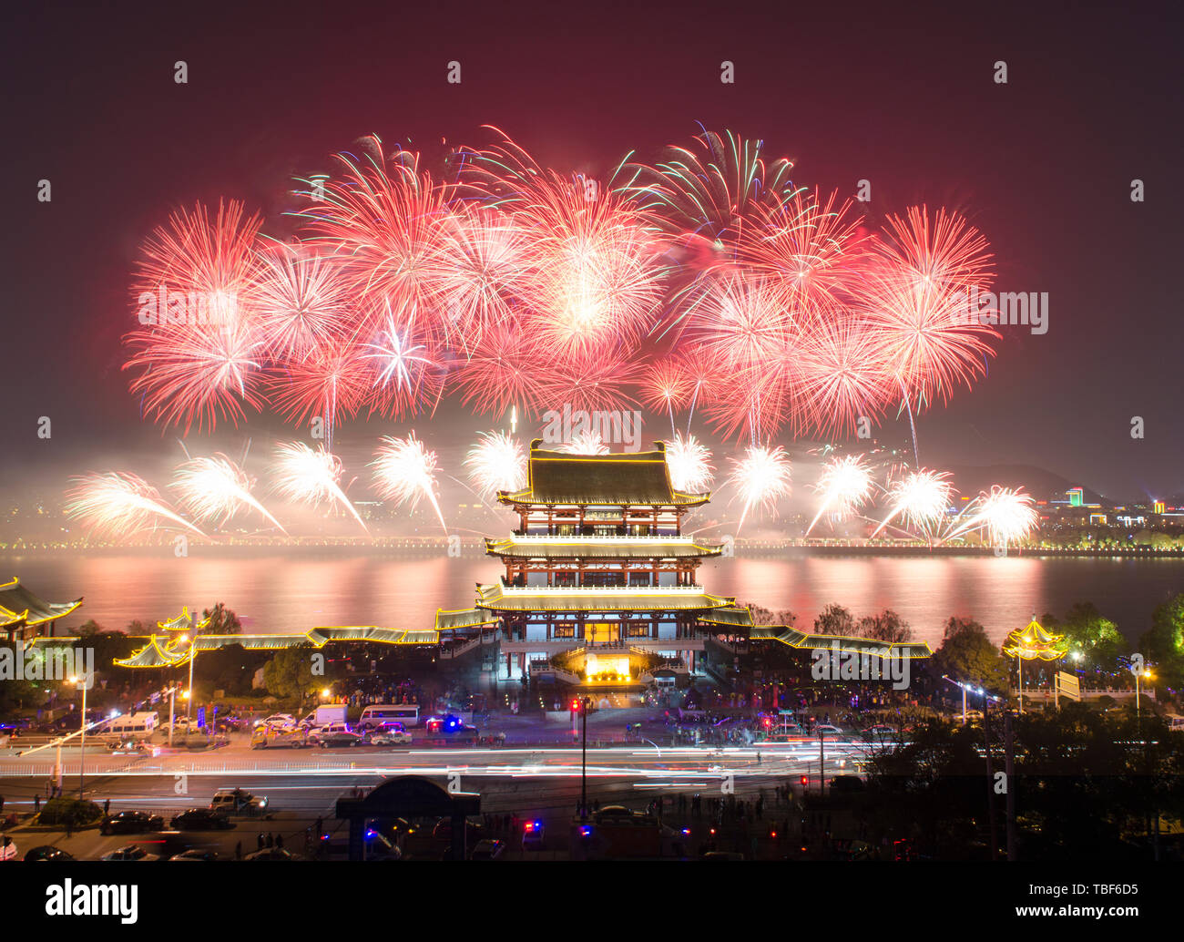 Fireworks in Orange Island, Changsha Stock Photo - Alamy