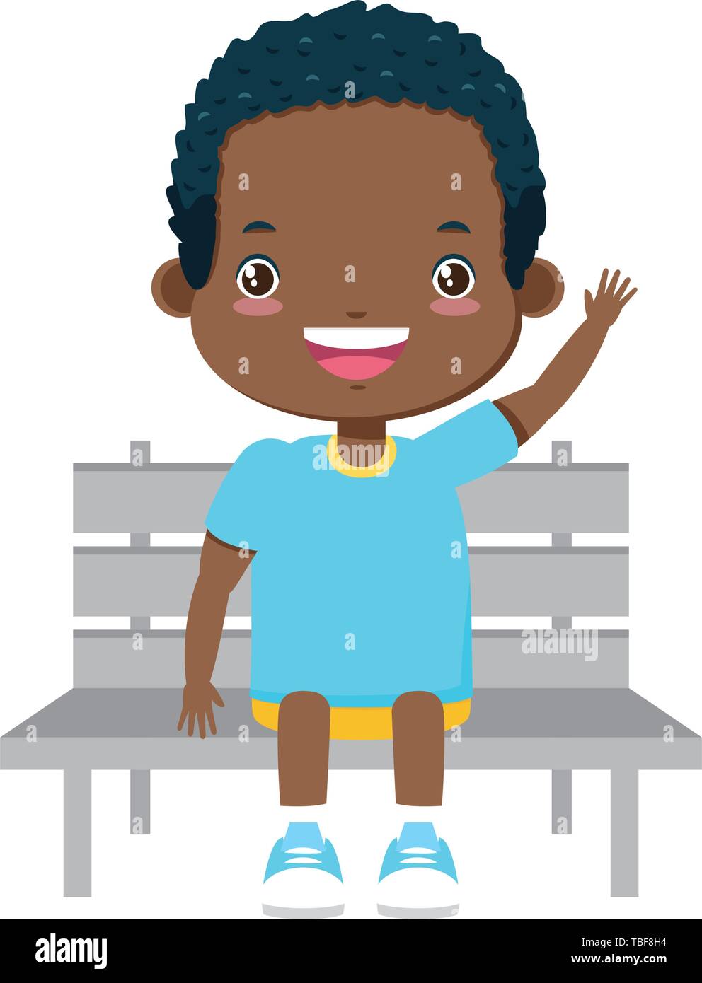 boy sitting on bench Stock Vector Image & Art - Alamy