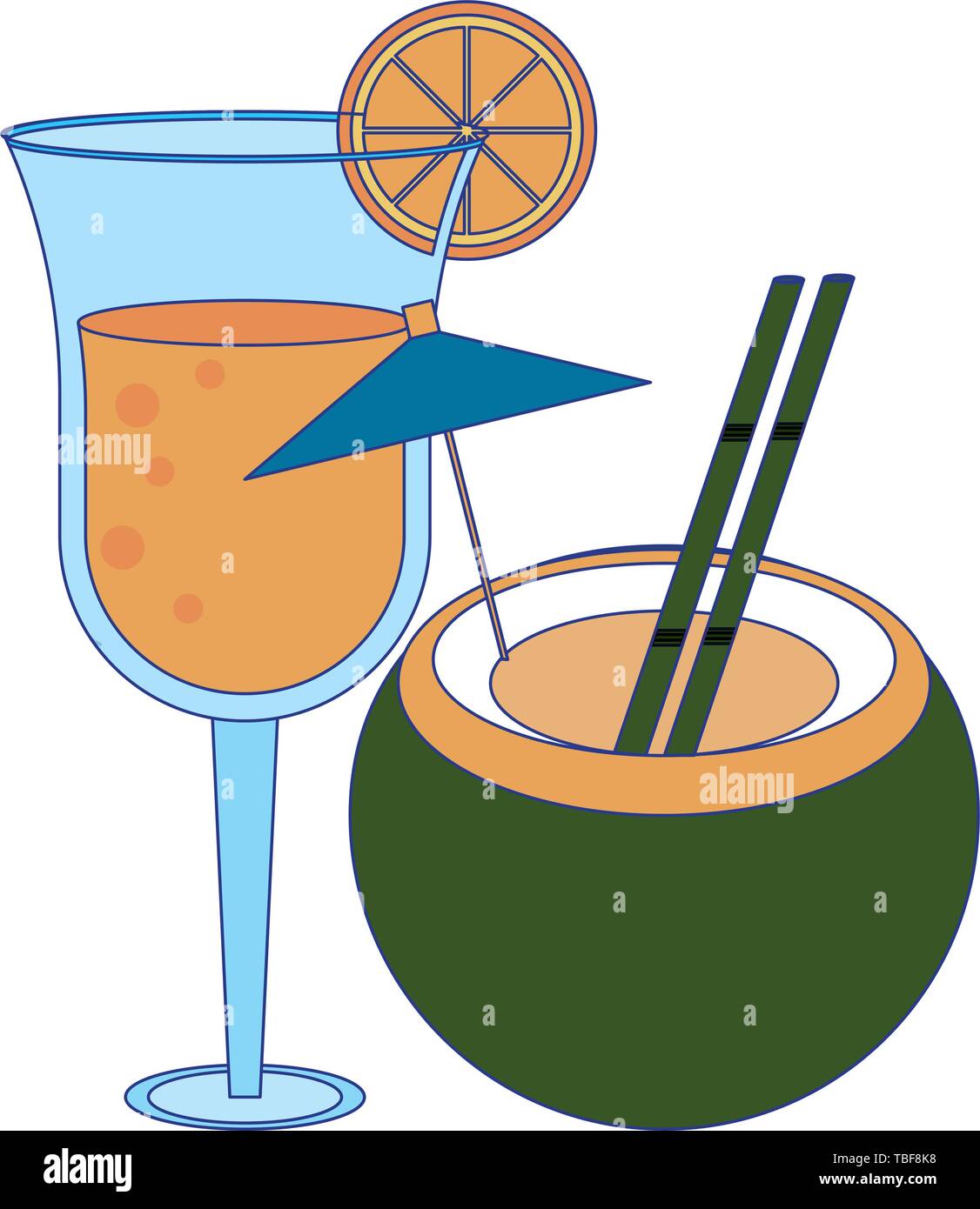 Summer beach cocktails cartoon isolated Stock Vector Image & Art - Alamy