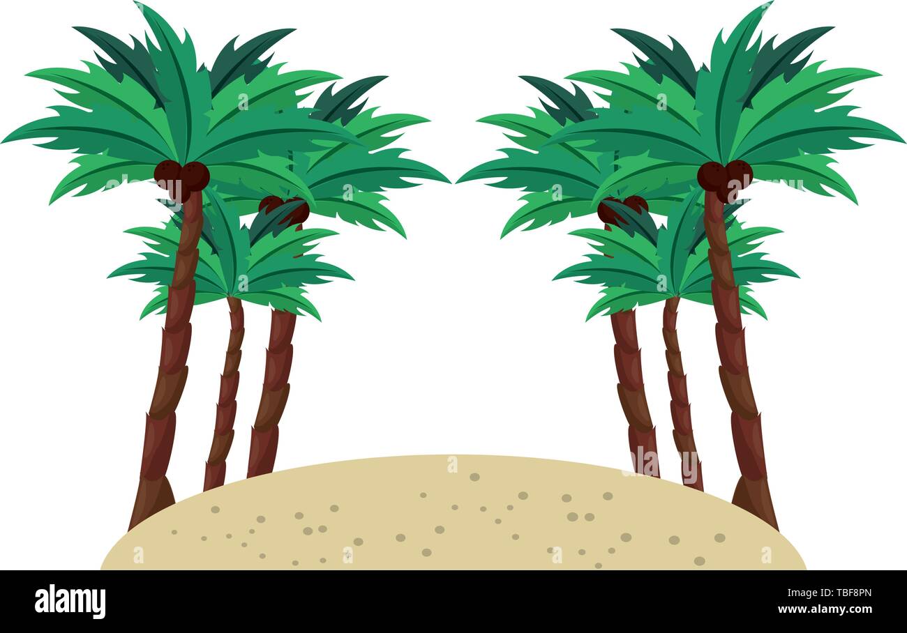 Beach with sand and tree palms scenery cartoons isolated Stock Vector ...