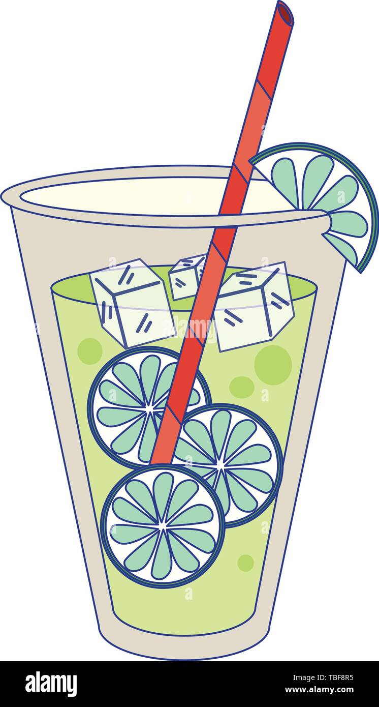 Lemonade juice glass with straw cartoon isolated Stock Vector Image ...