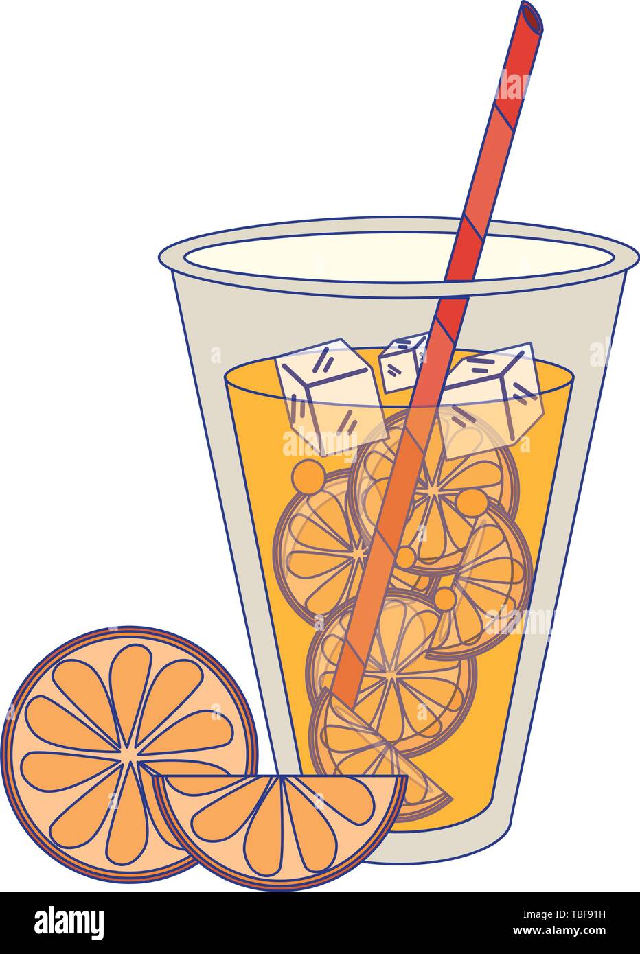 Orange juice with straw cartoon isolated Stock Vector Image & Art - Alamy