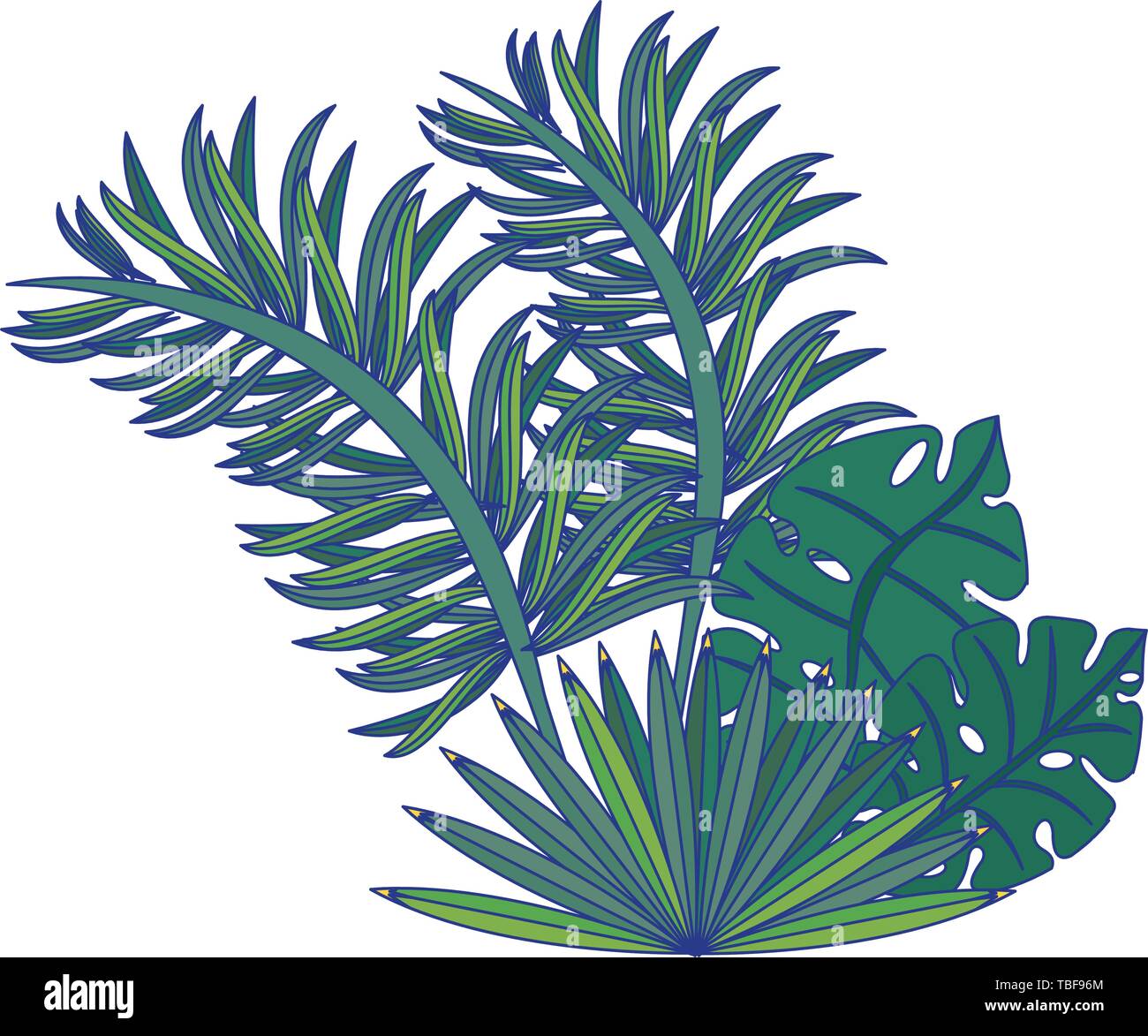 Tropical leaves nature cartoon isolated Stock Vector Image & Art - Alamy