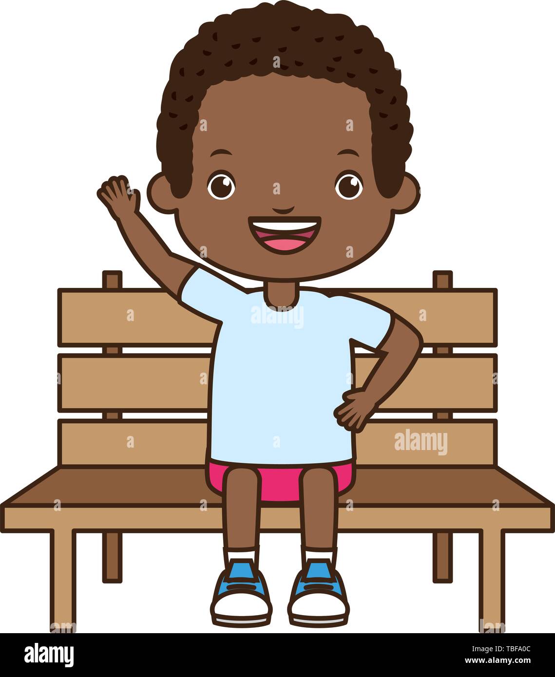 boy sitting on bench Stock Vector Image & Art - Alamy