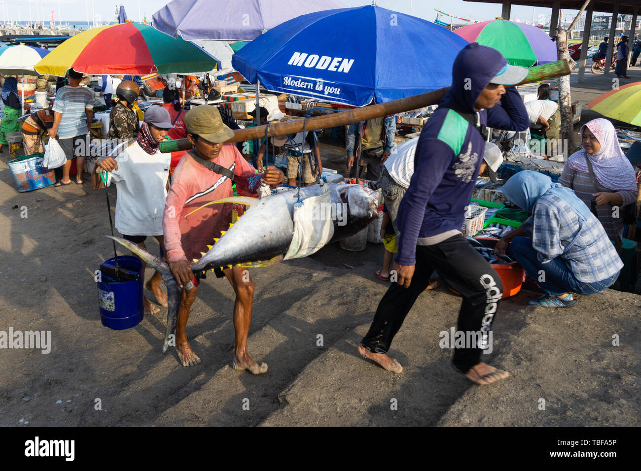 BALI/INDONESIA-MAY 15 2019: the atmosphere of the Kedonganan-Bali fish ...