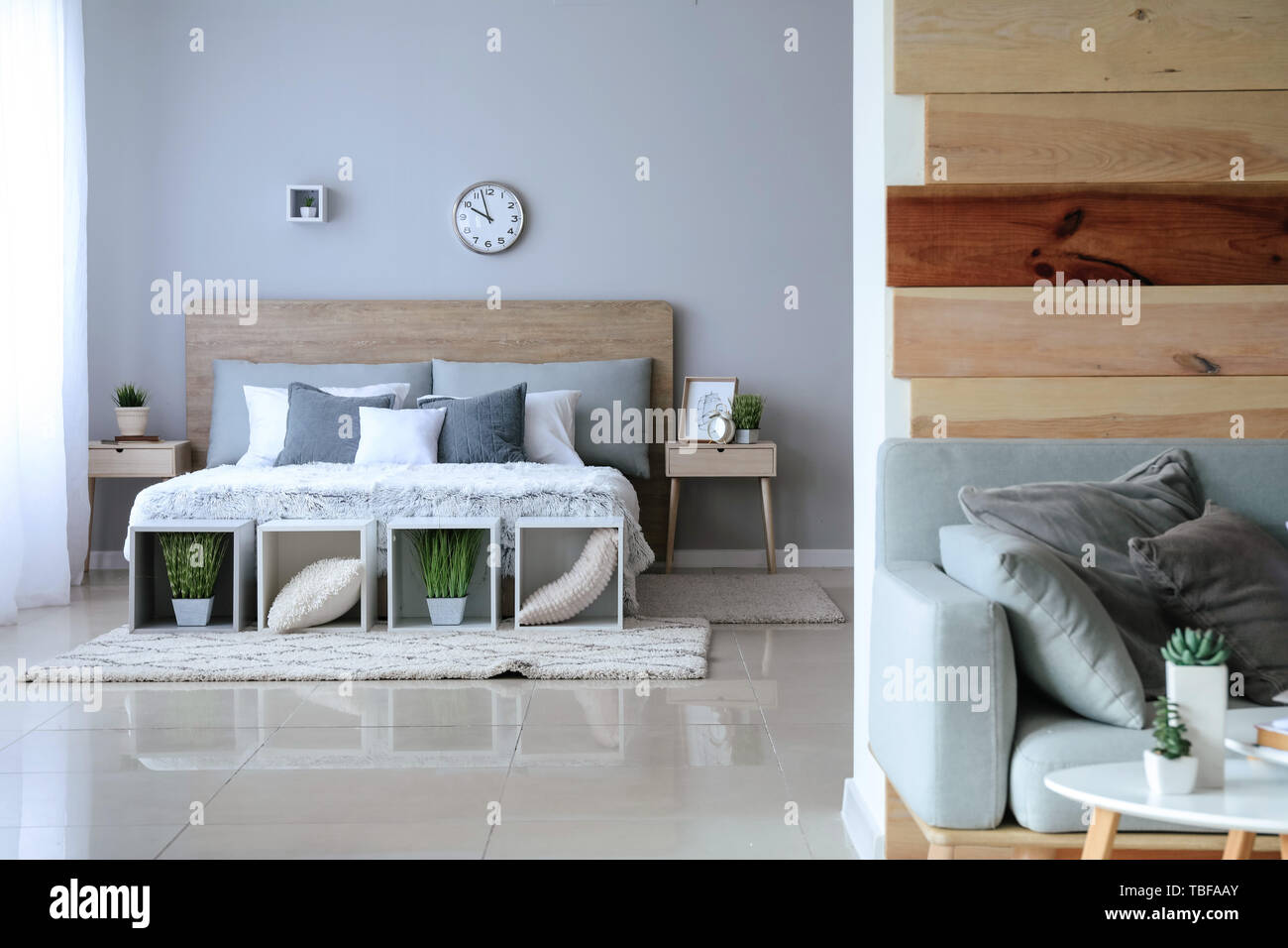 Stylish interior of modern studio apartment Stock Photo - Alamy