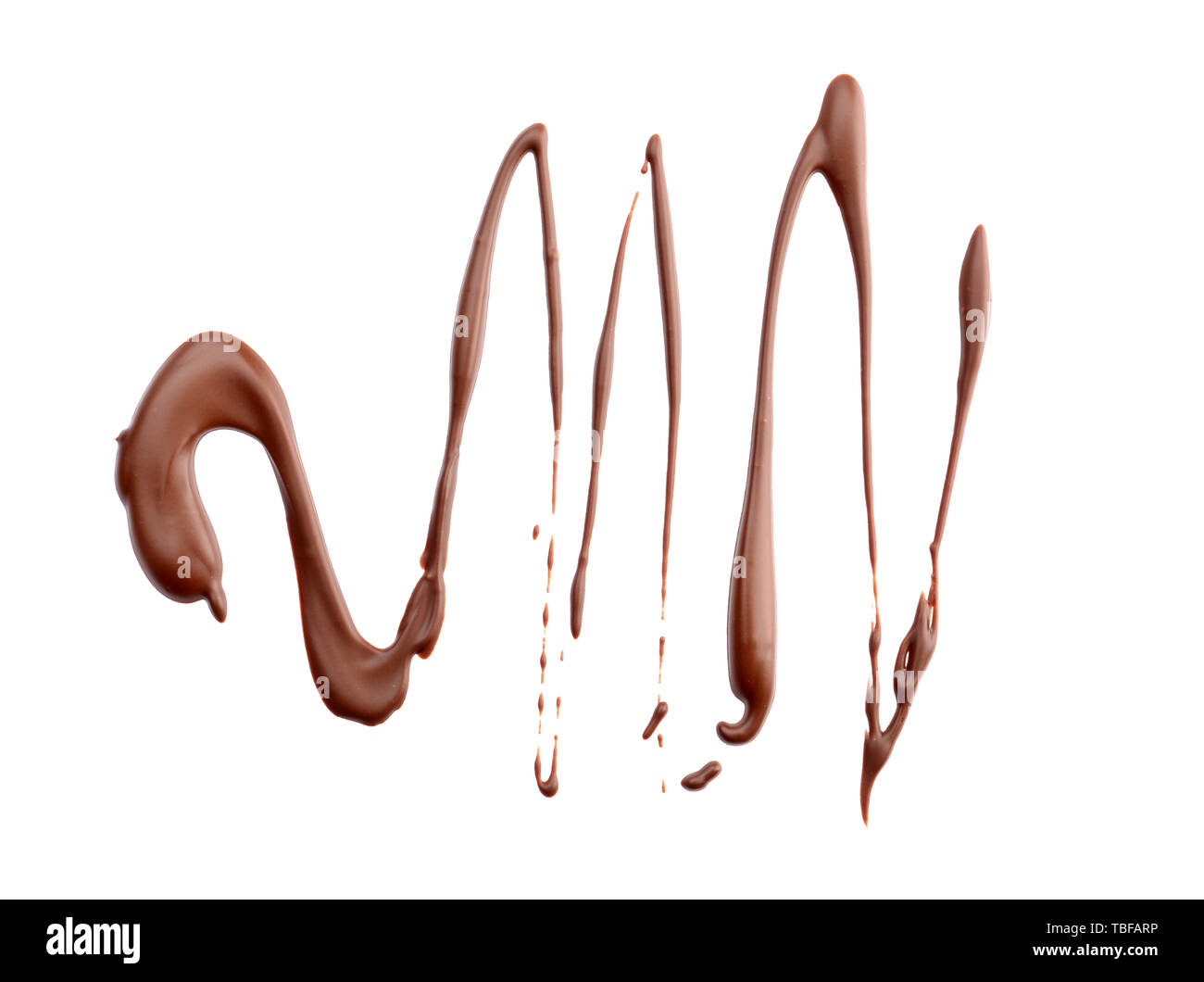 Spilled melted chocolate on white background Stock Photo - Alamy