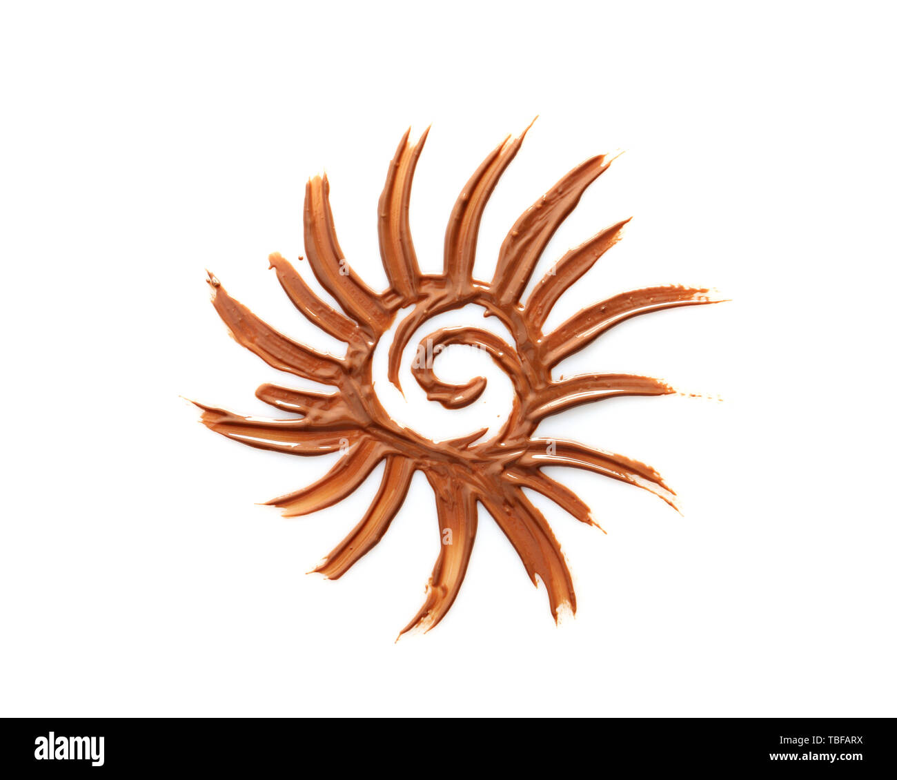 Sun made of melted chocolate on white background Stock Photo - Alamy