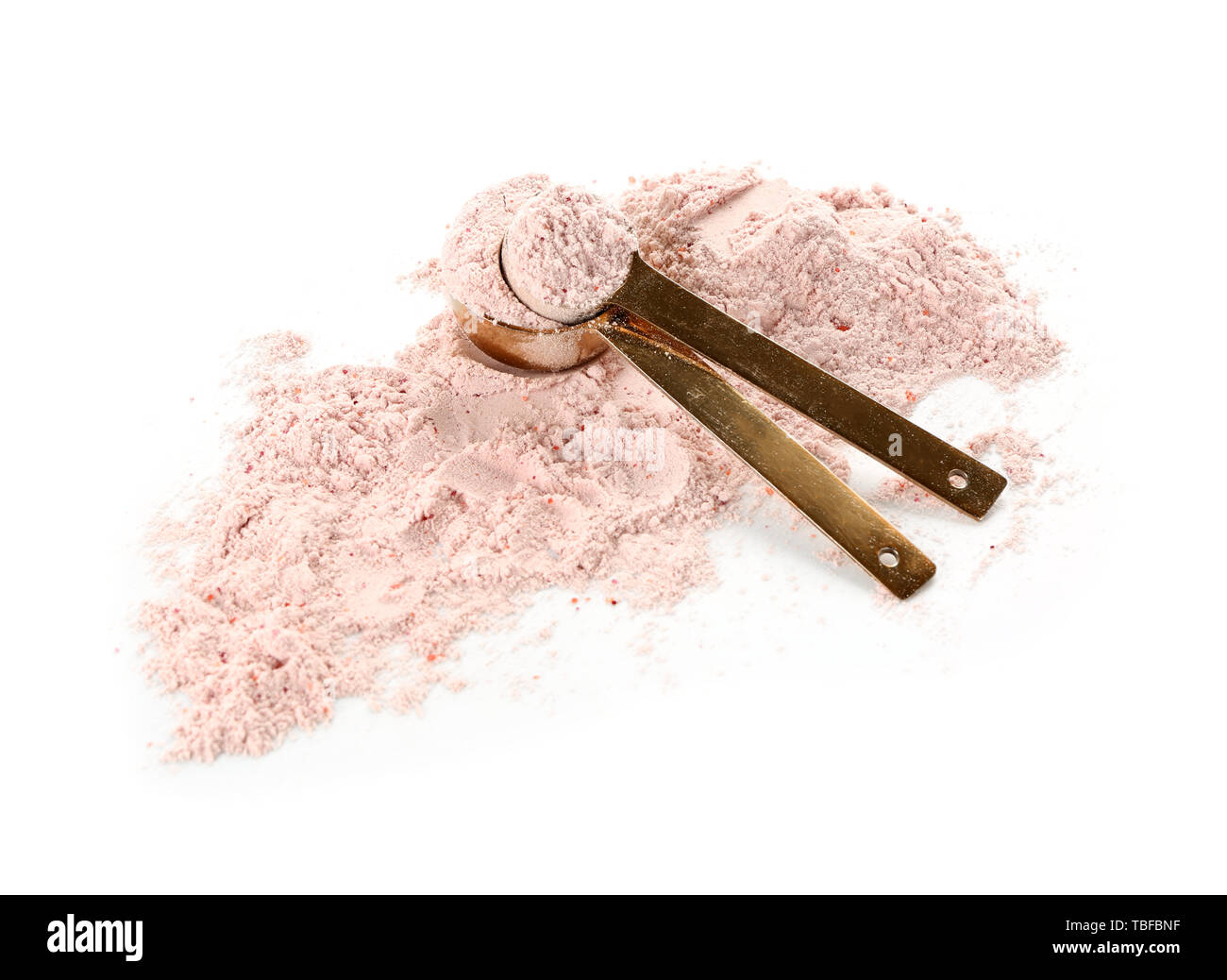 Protein powder on white background Stock Photo - Alamy