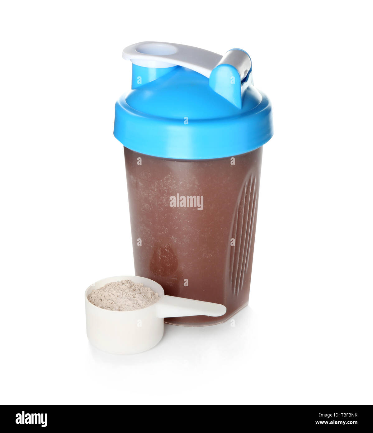 Bottle of protein shake on white background Stock Photo - Alamy