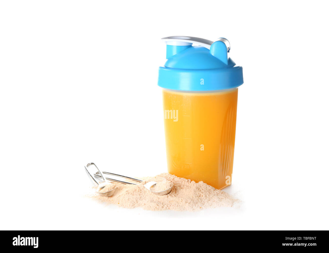 Bottle of protein shake on white background Stock Photo - Alamy