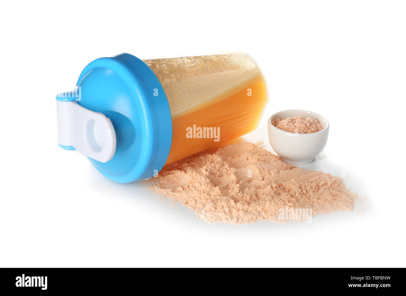 Bottle of protein shake on white background Stock Photo - Alamy
