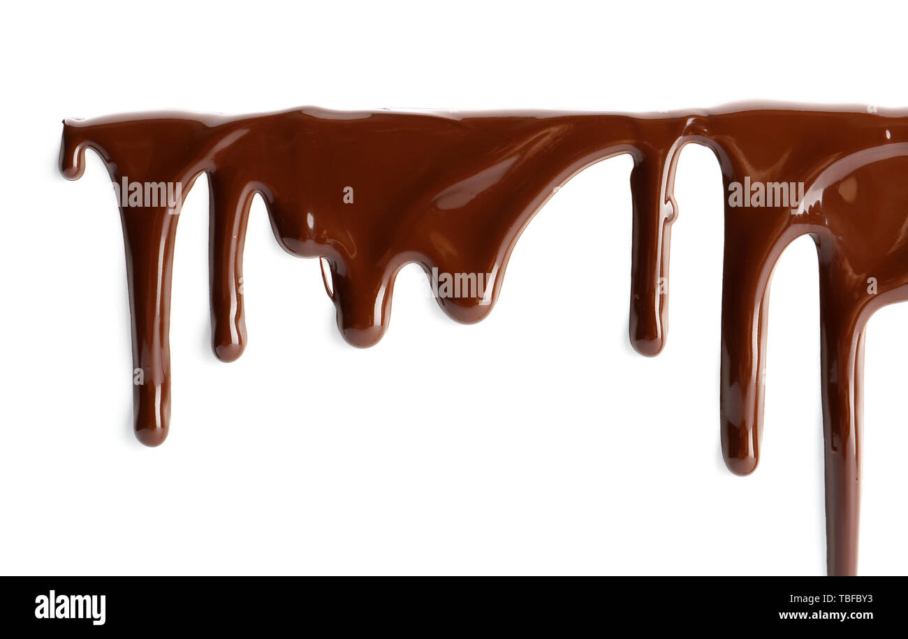 Dripping chocolate on white background Stock Photo - Alamy