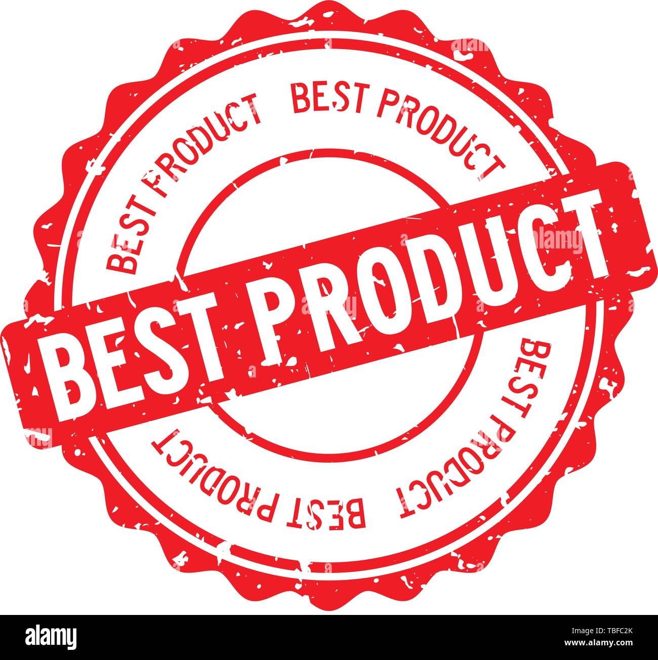 Grunge red best product word round rubber seal stamp on white ...