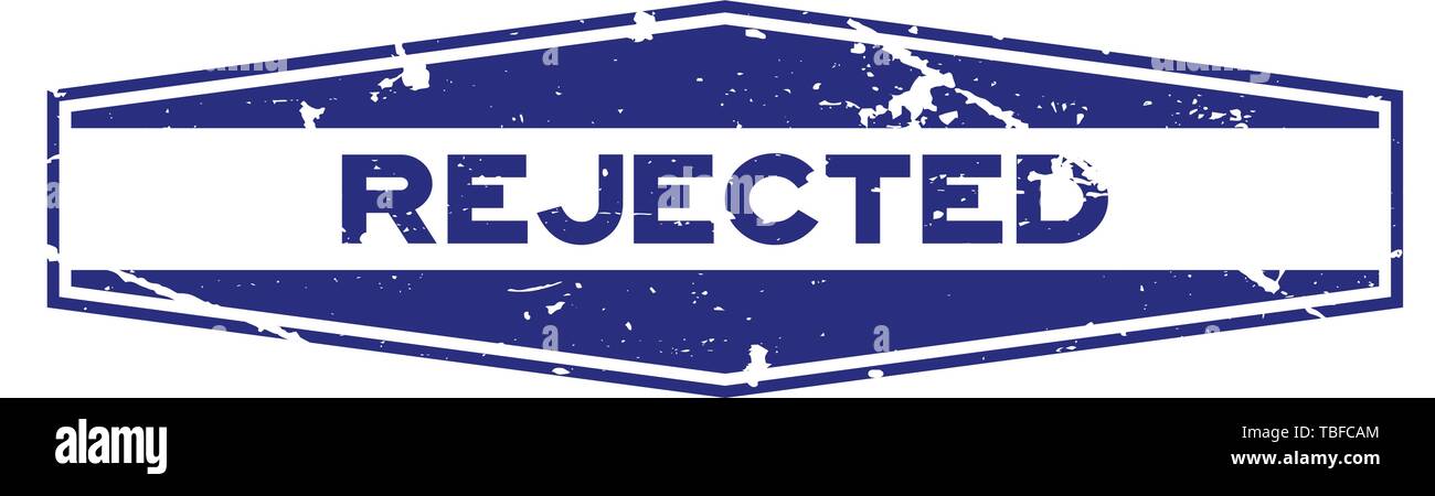 Grunge blue rejected hexagon rubber seal stamp on white background ...