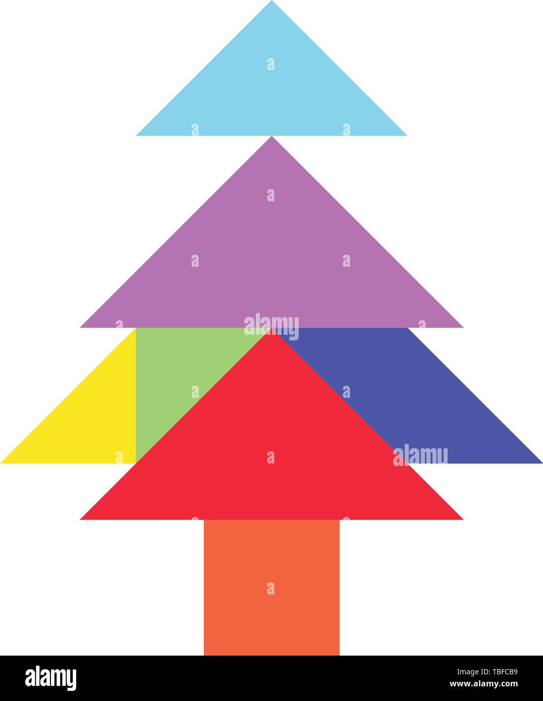 Color tangram puzzle in pine or christmas tree shape on white ...