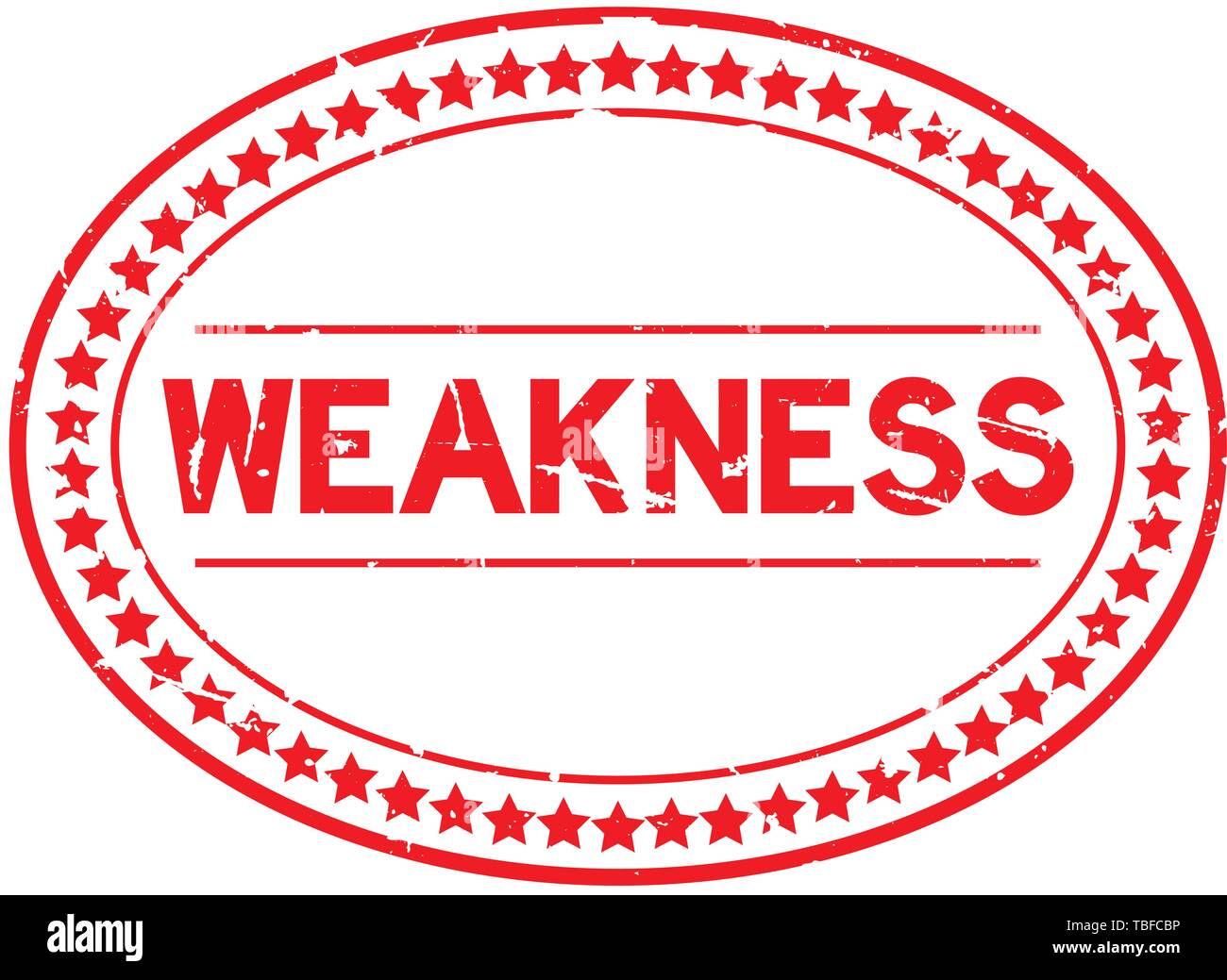 Grunge red weakness word oval rubber seasl stamp on white background ...