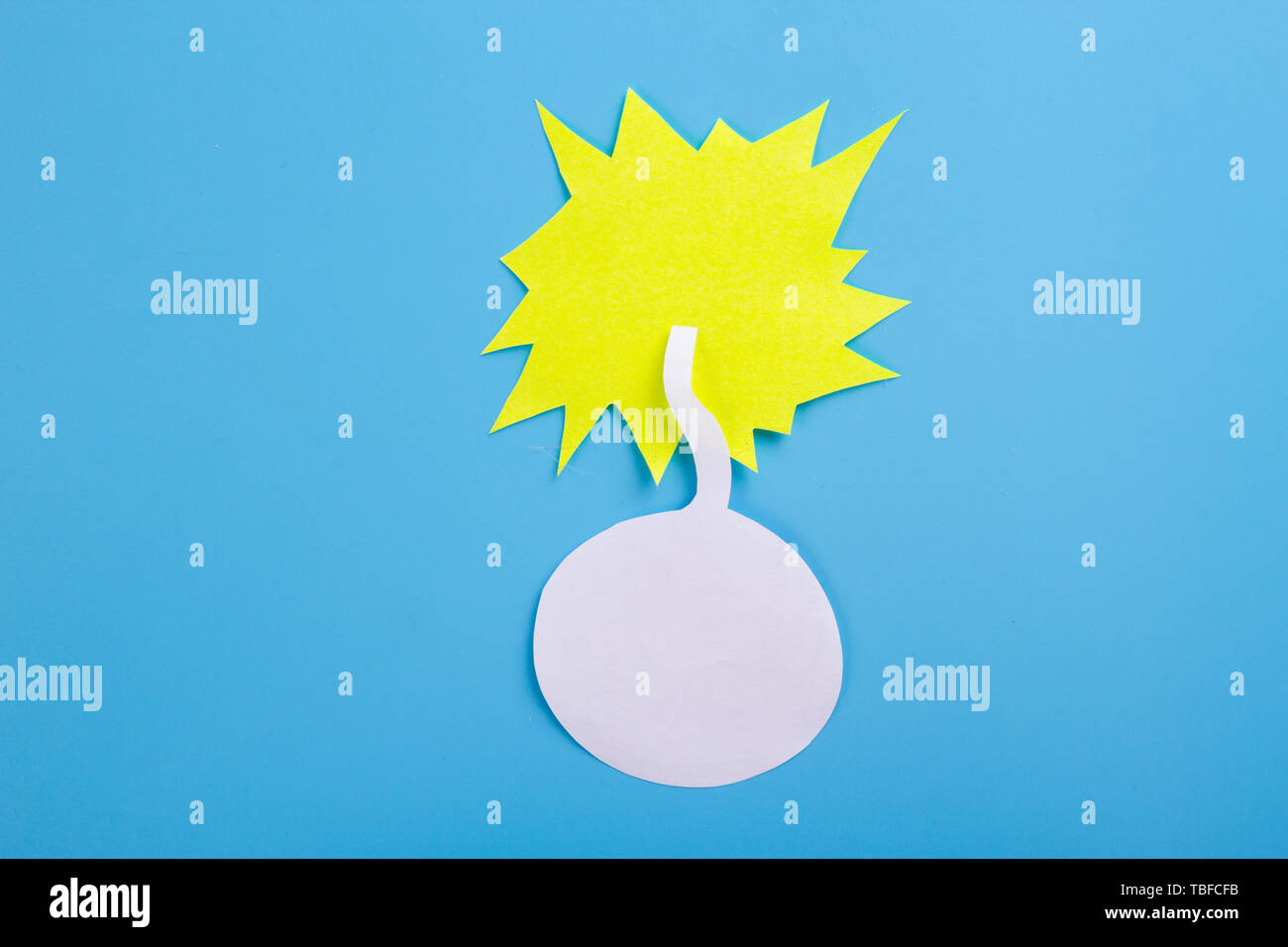 bomb cartoon styled on the blue background Stock Photo - Alamy
