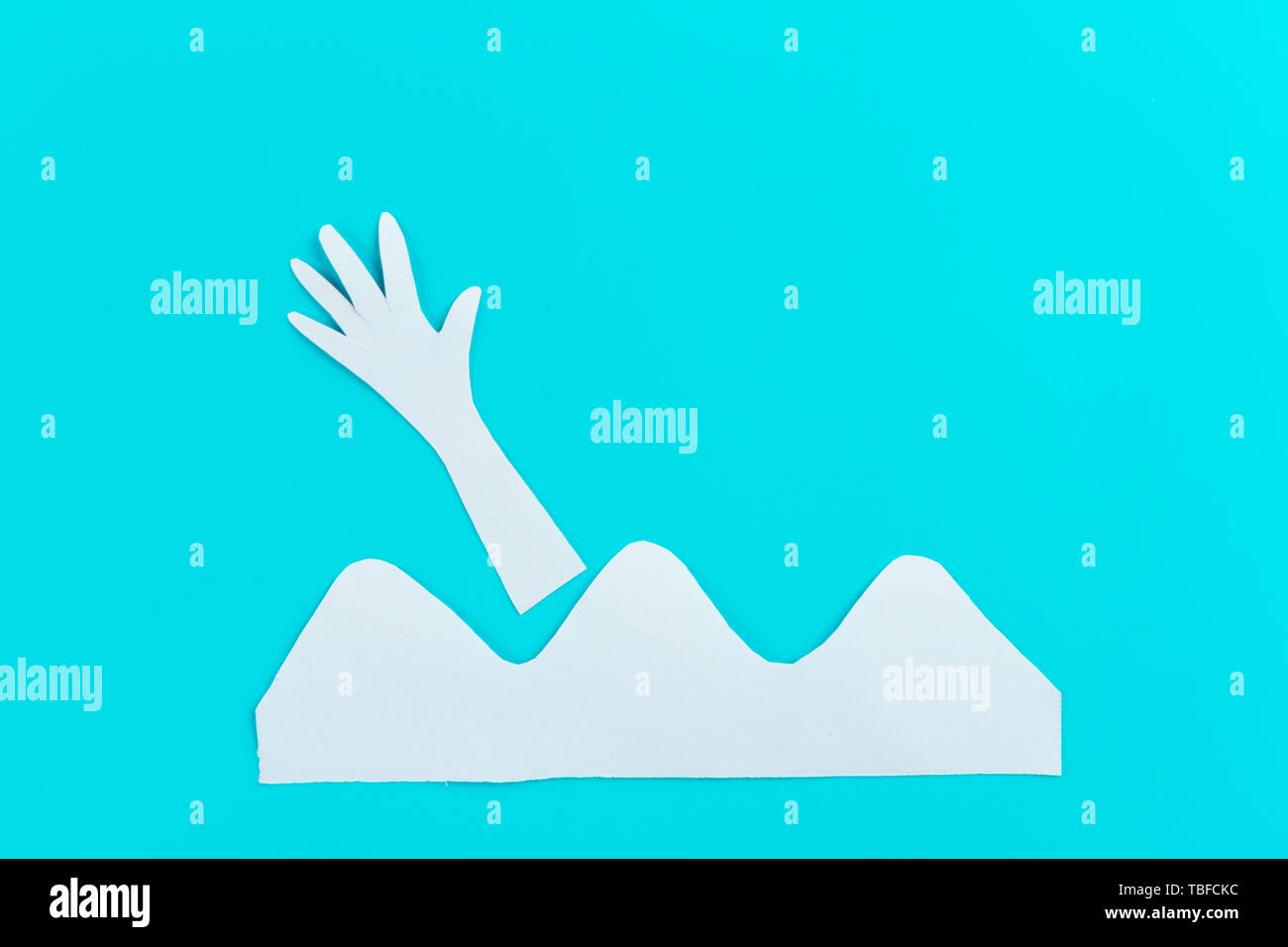 Drowning hand in stormy sea asking for help. cartoon Stock Photo - Alamy