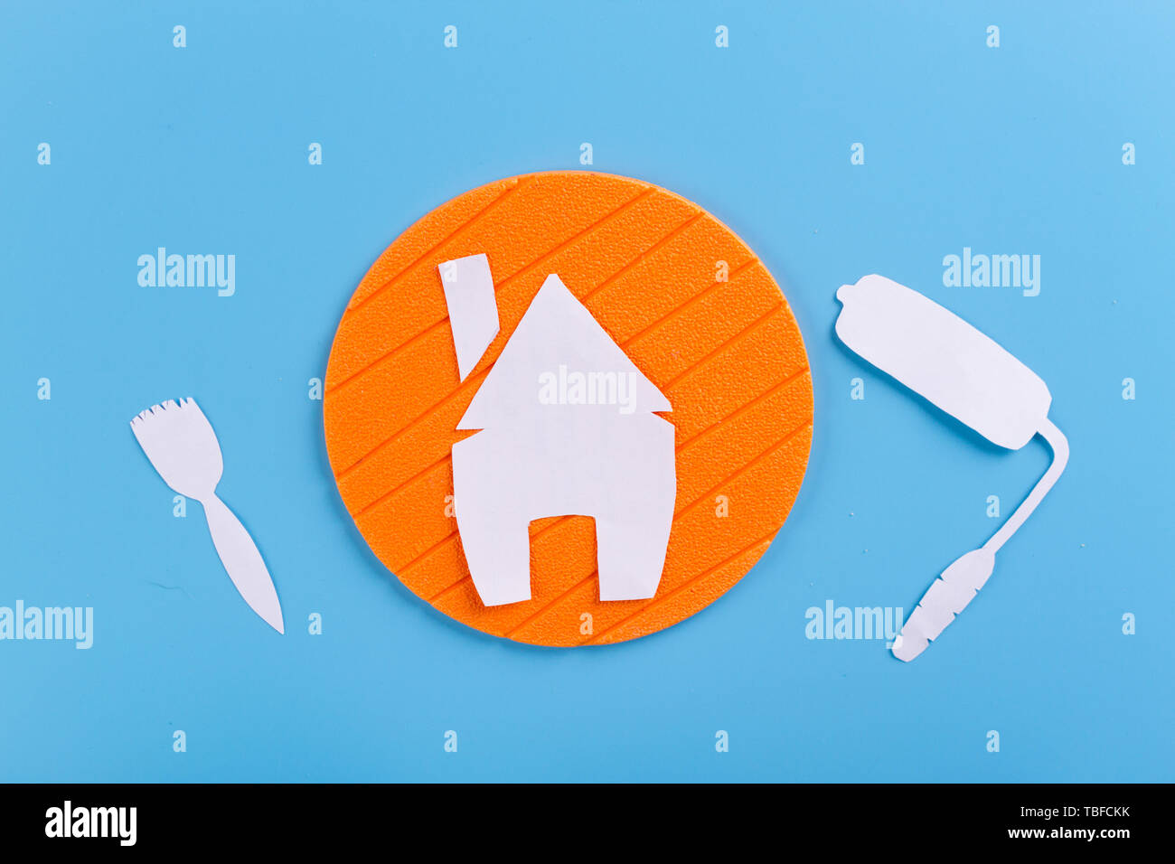Set of various tools on blue background. cartoon style Stock Photo - Alamy