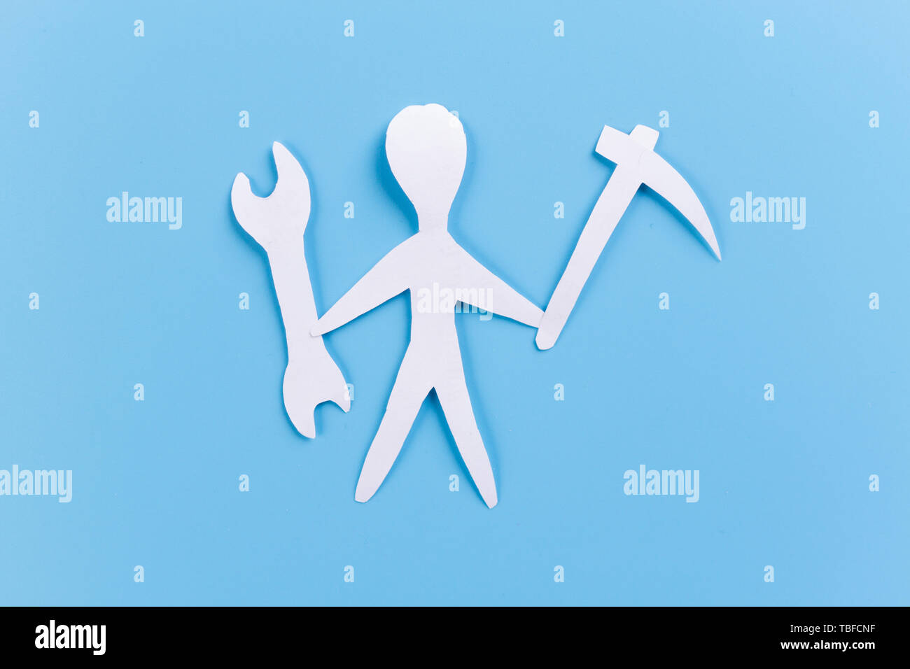 Set of various tools on blue background. cartoon style Stock Photo - Alamy