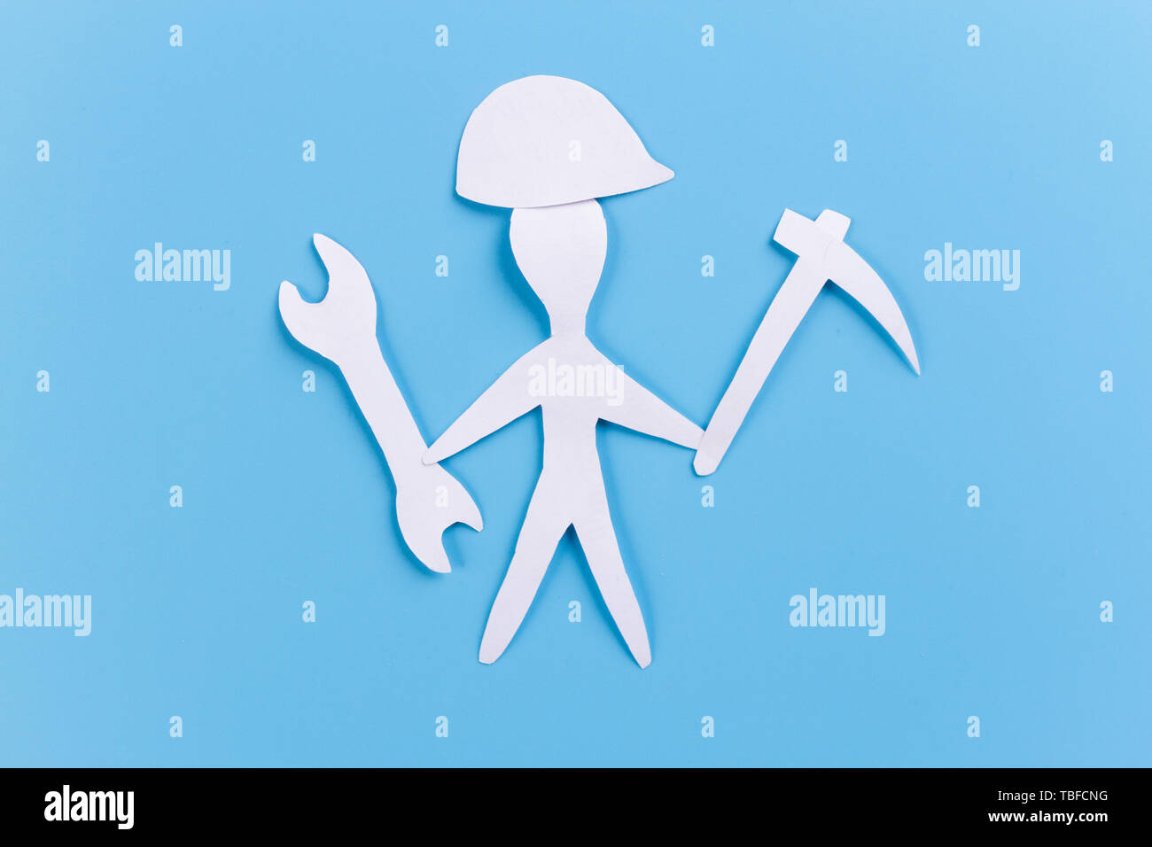 Set of various tools on blue background. cartoon style Stock Photo - Alamy