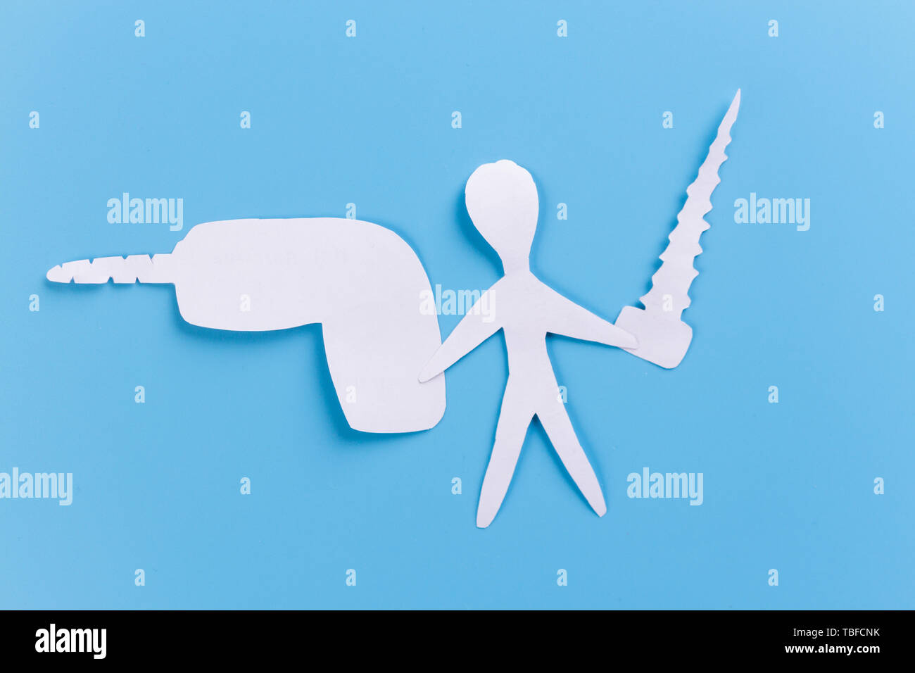 Set of various tools on blue background. cartoon style Stock Photo - Alamy