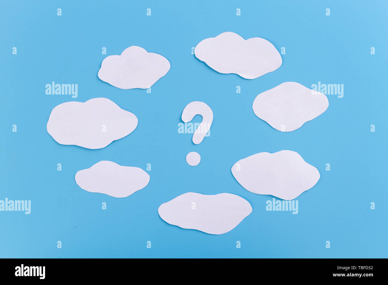 question mark clouds shaped on sky. cartoon Stock Photo - Alamy