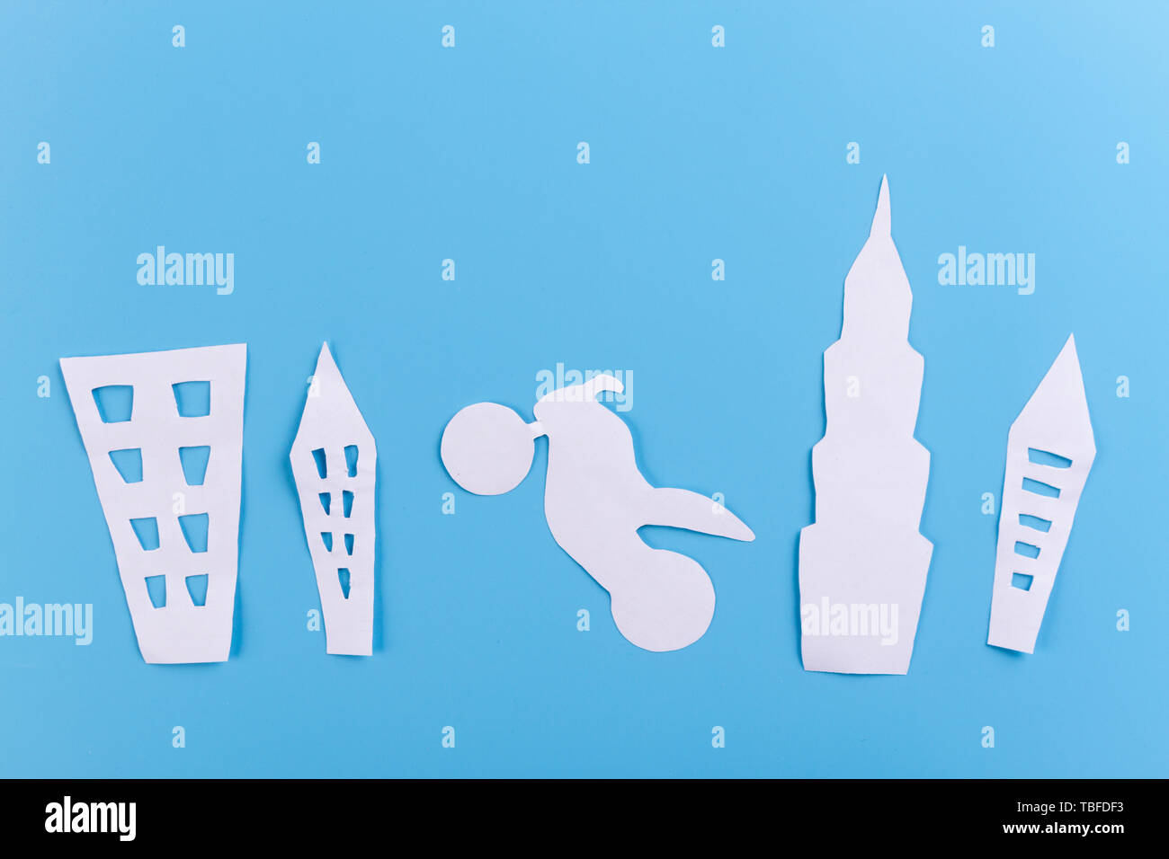 city cartoon styled on the blue background Stock Photo - Alamy
