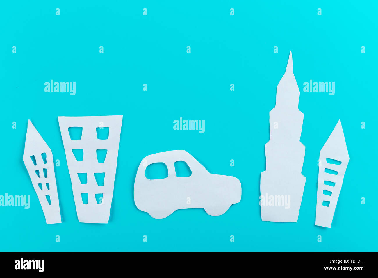 city cartoon styled on the blue background Stock Photo - Alamy