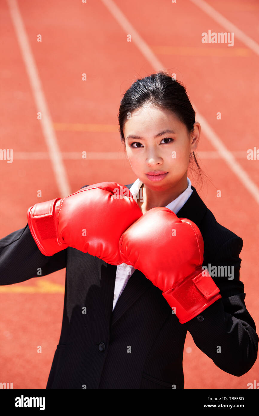 Business people practice boxing outdoors Stock Photo - Alamy