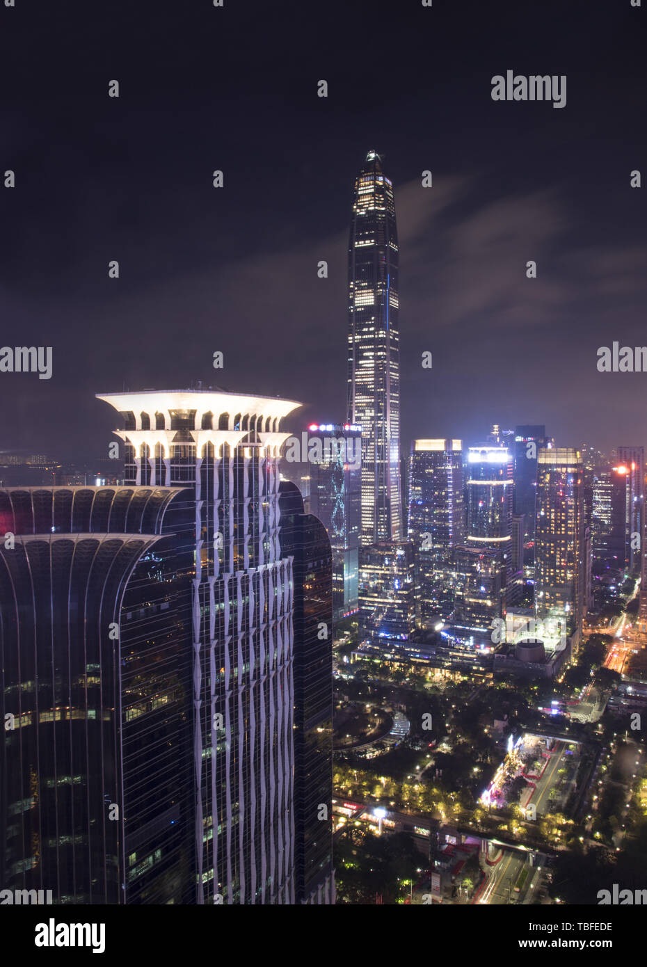 Night view of urban architecture in Shenzhen Stock Photo - Alamy