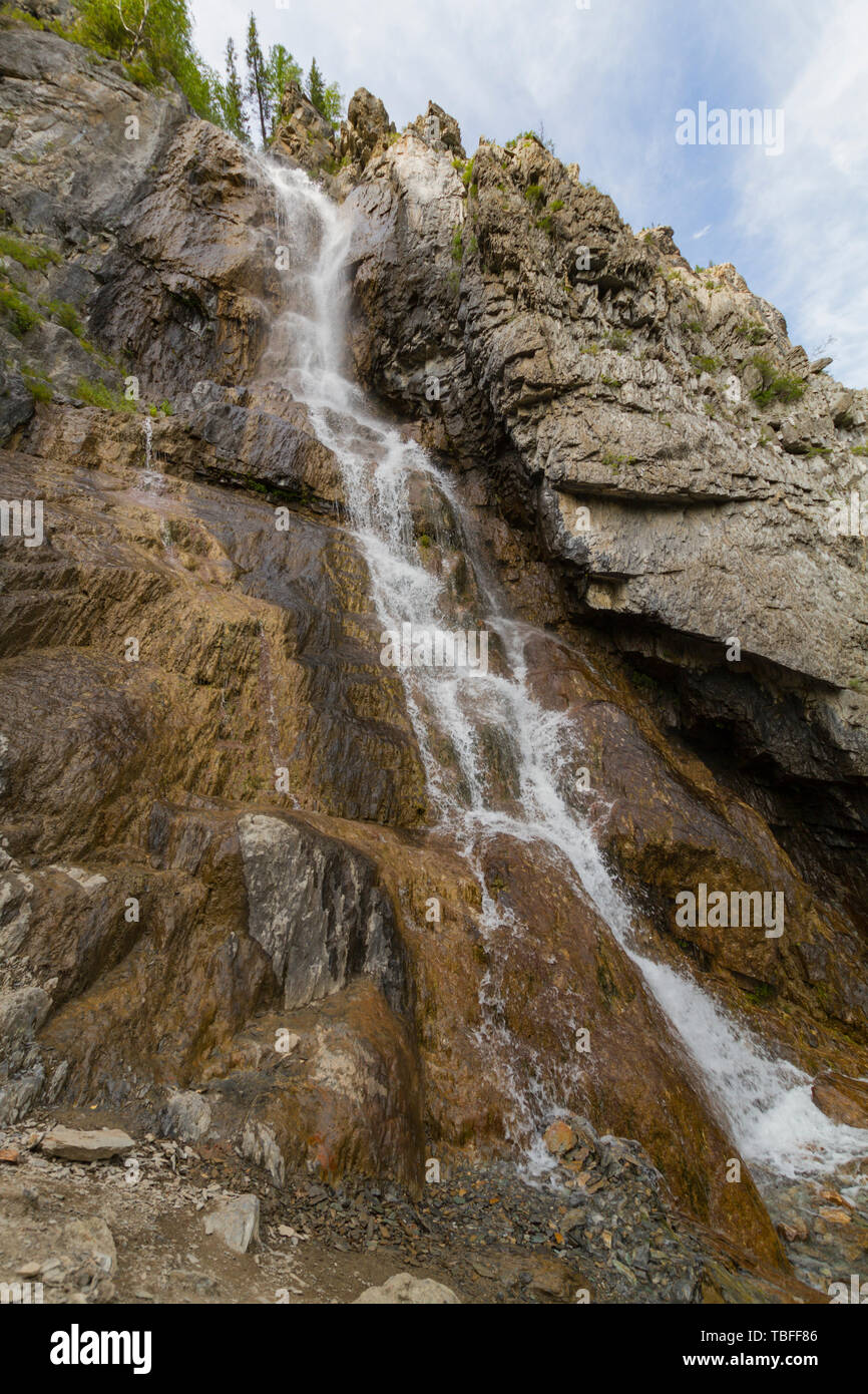 Waterfall in Altay mountains. Beautiful nature landscape. Popular ...
