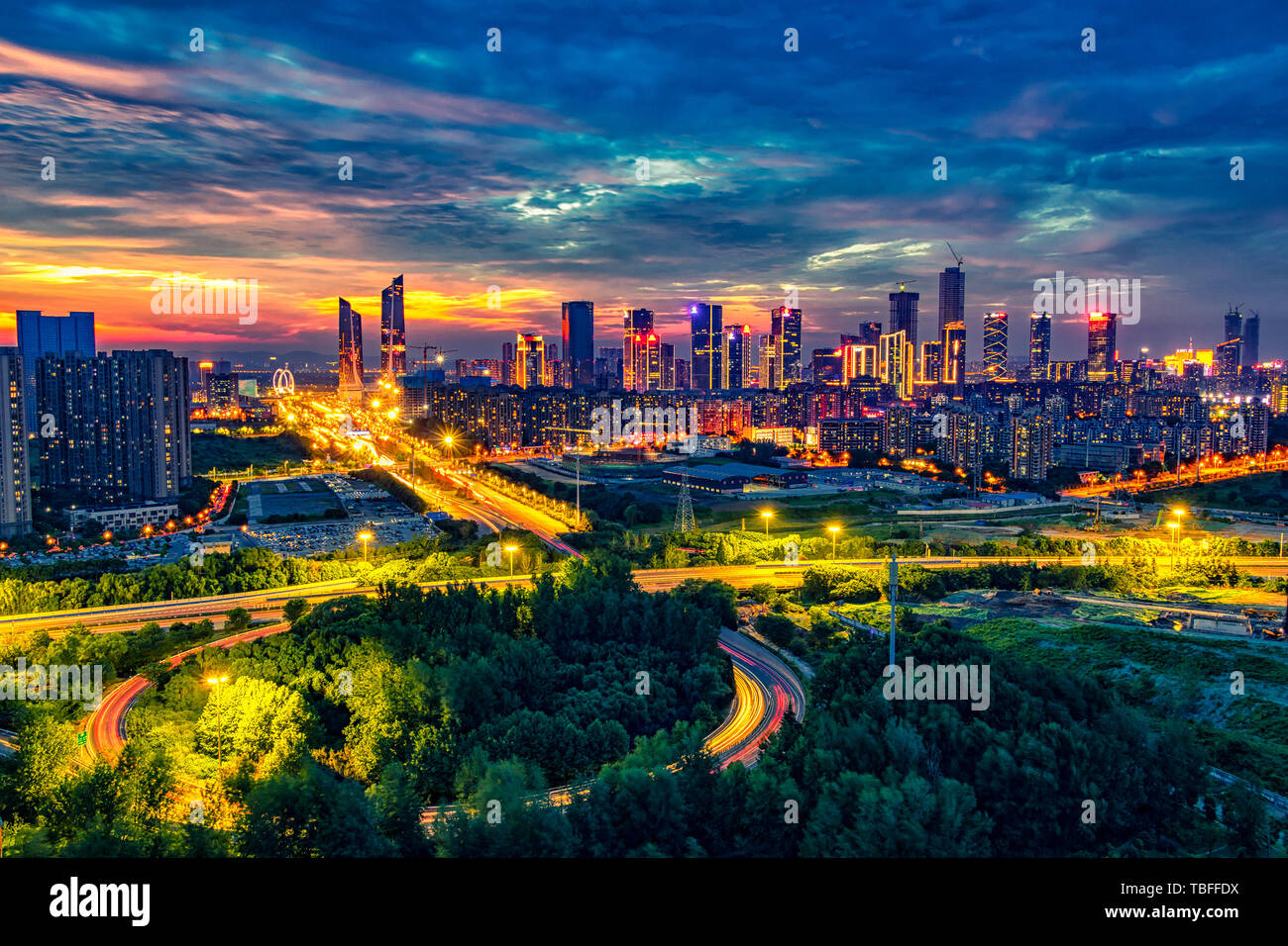 Nanjing sunset and city Stock Photo - Alamy