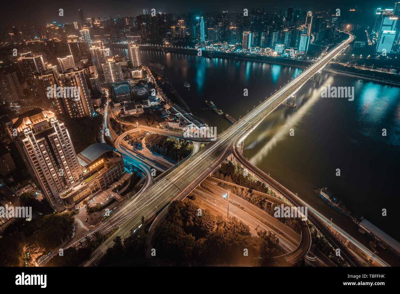 Chongqing city night scenery Stock Photo - Alamy