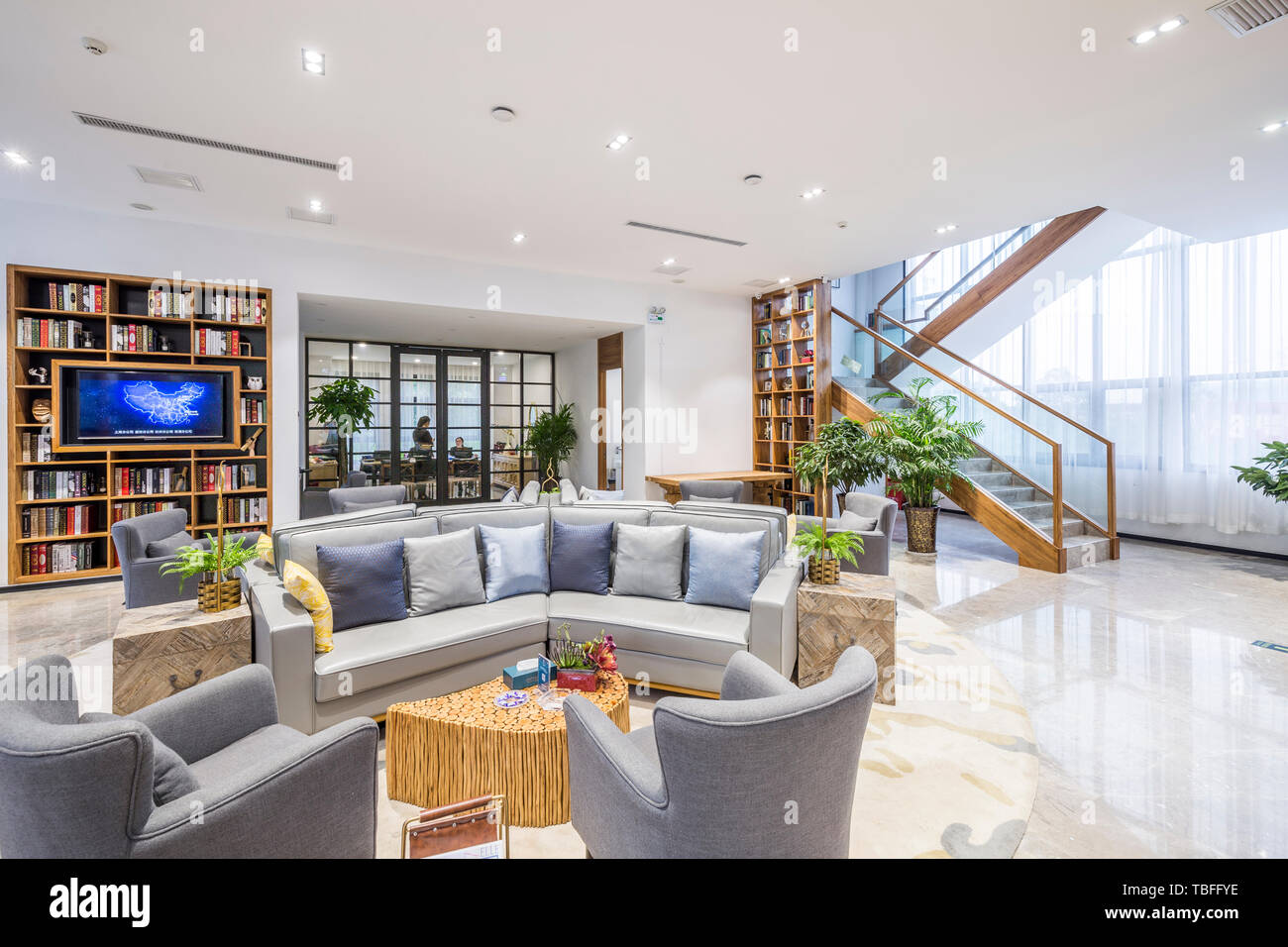 Design of interior design space of model room in modern living room ...