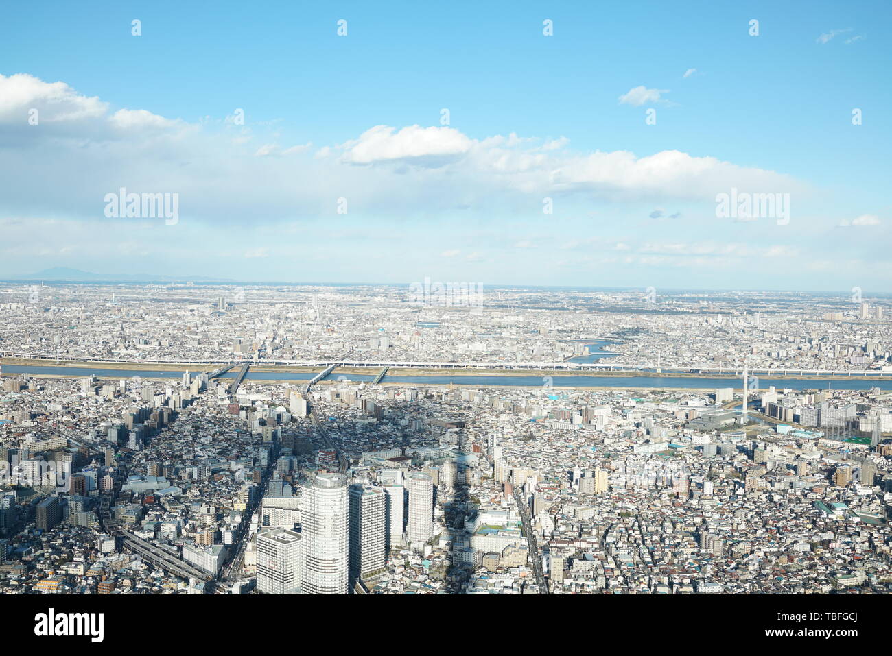 A bird's-eye view of the sunny sky tower in Tokyo, Japan Stock Photo ...