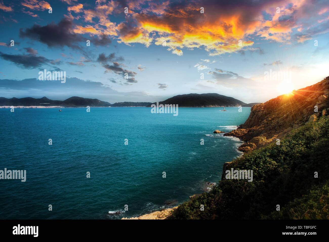 Shek O, Hong Kong, a Mediterranean-style town with a blue sea and white ...