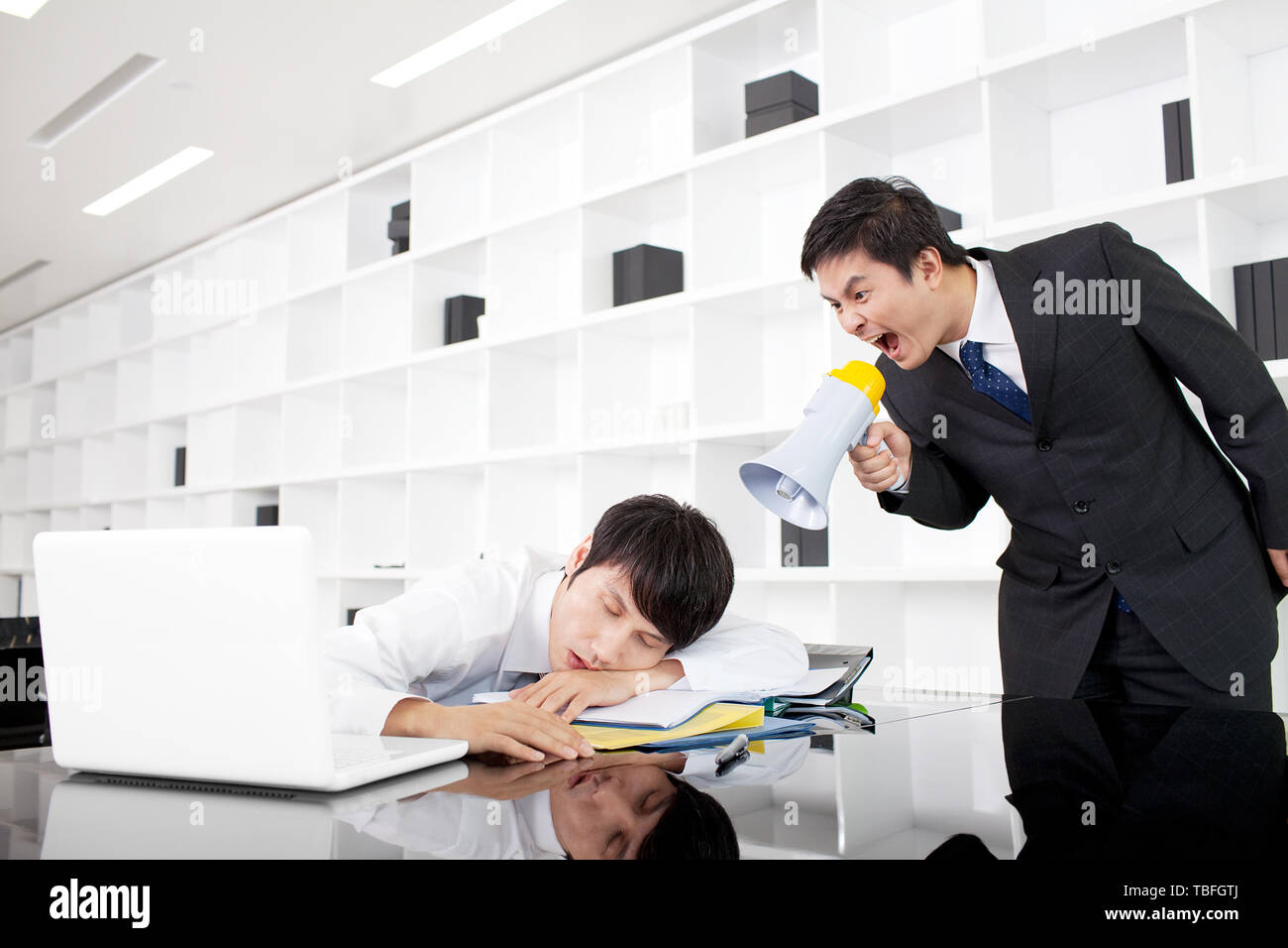 The look on a business person's face when they're scolded Stock Photo ...