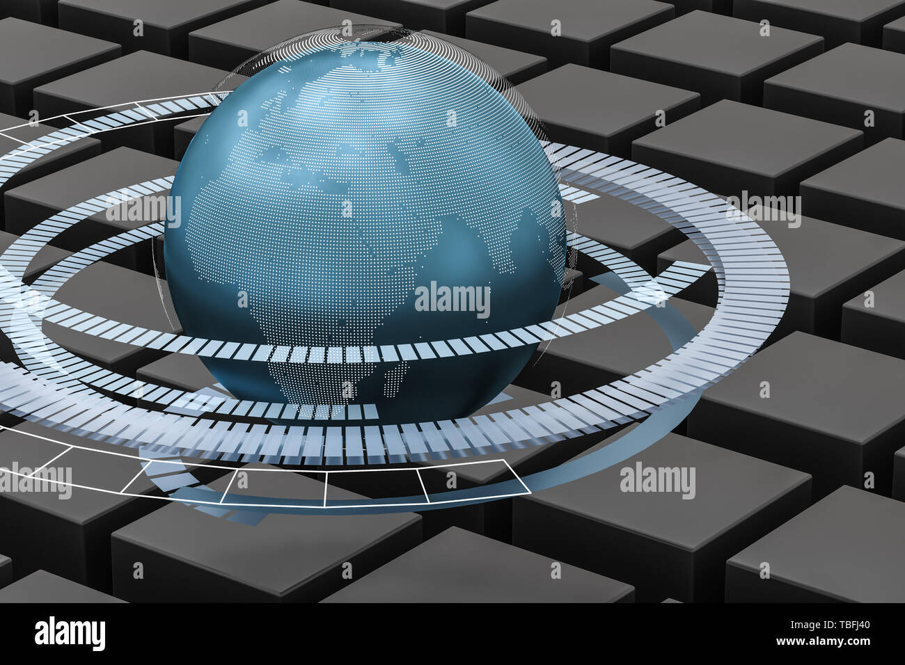 3d rendering,data and earth graphics with HUD elements. Computer ...