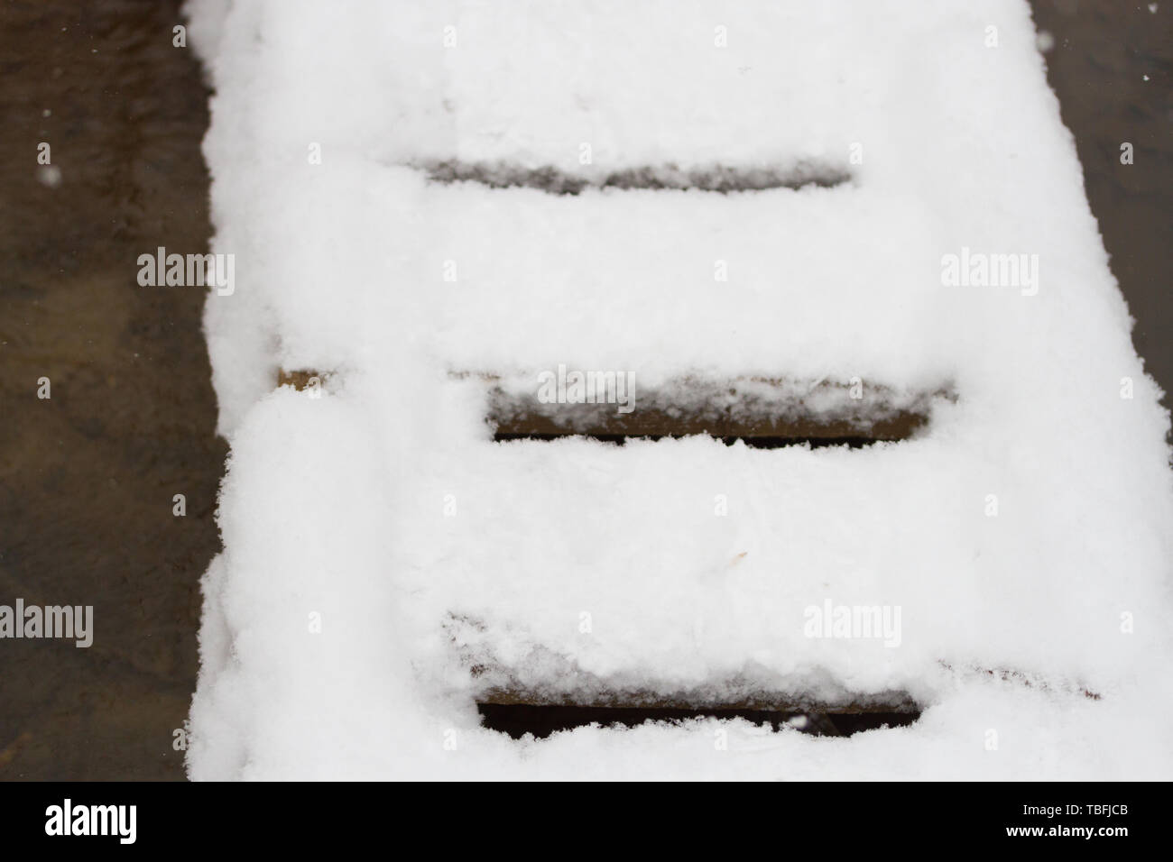 dangerous bridge in winter. close up Stock Photo - Alamy
