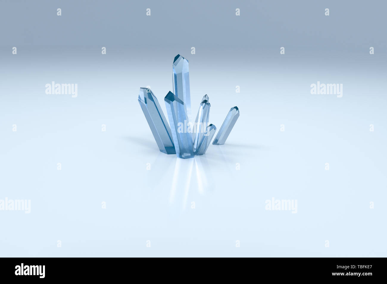 A cluster of blue magic crystal gather together, 3d rendering. Computer ...